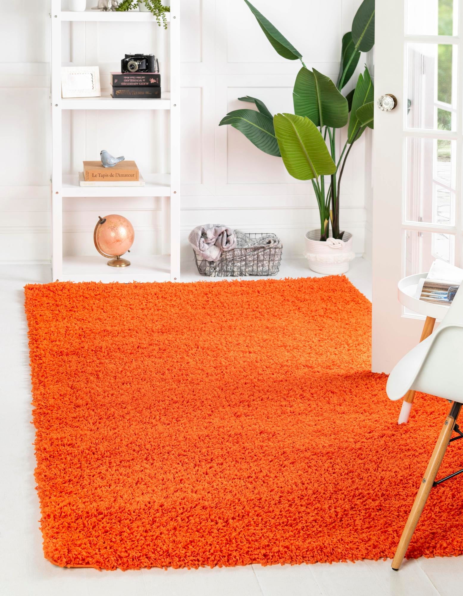 Rugs.com Solid Shag Collection Rug – 4' x 6' Tiger Orange Shag Rug ...