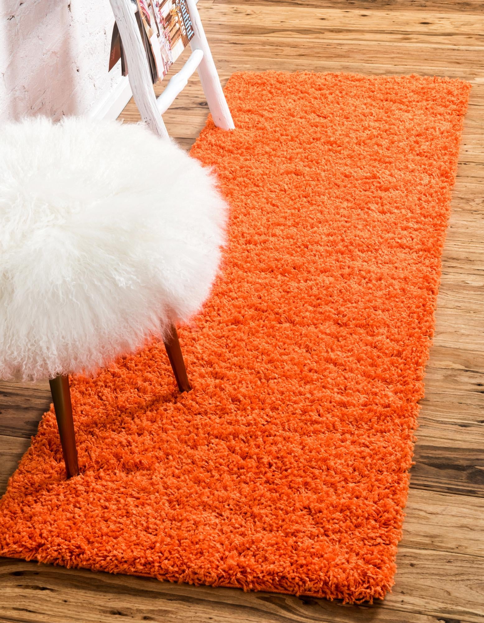 Rugs.com Solid Shag Collection Rug – 6 Ft Runner Tiger Orange Shag Rug ...