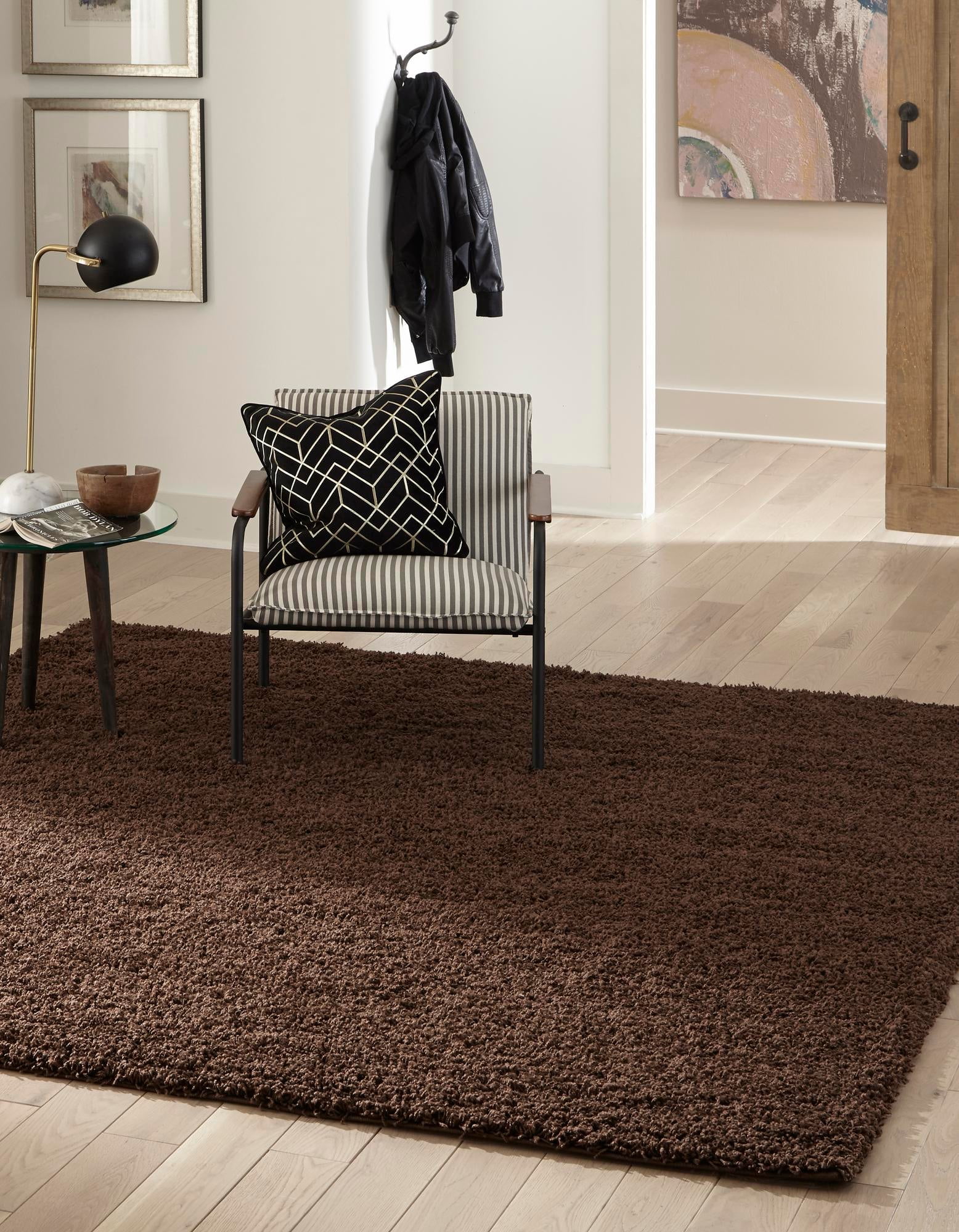 Rugs.com Solid Shag Collection Rug – 8 Ft Square Chocolate Brown Shag ...