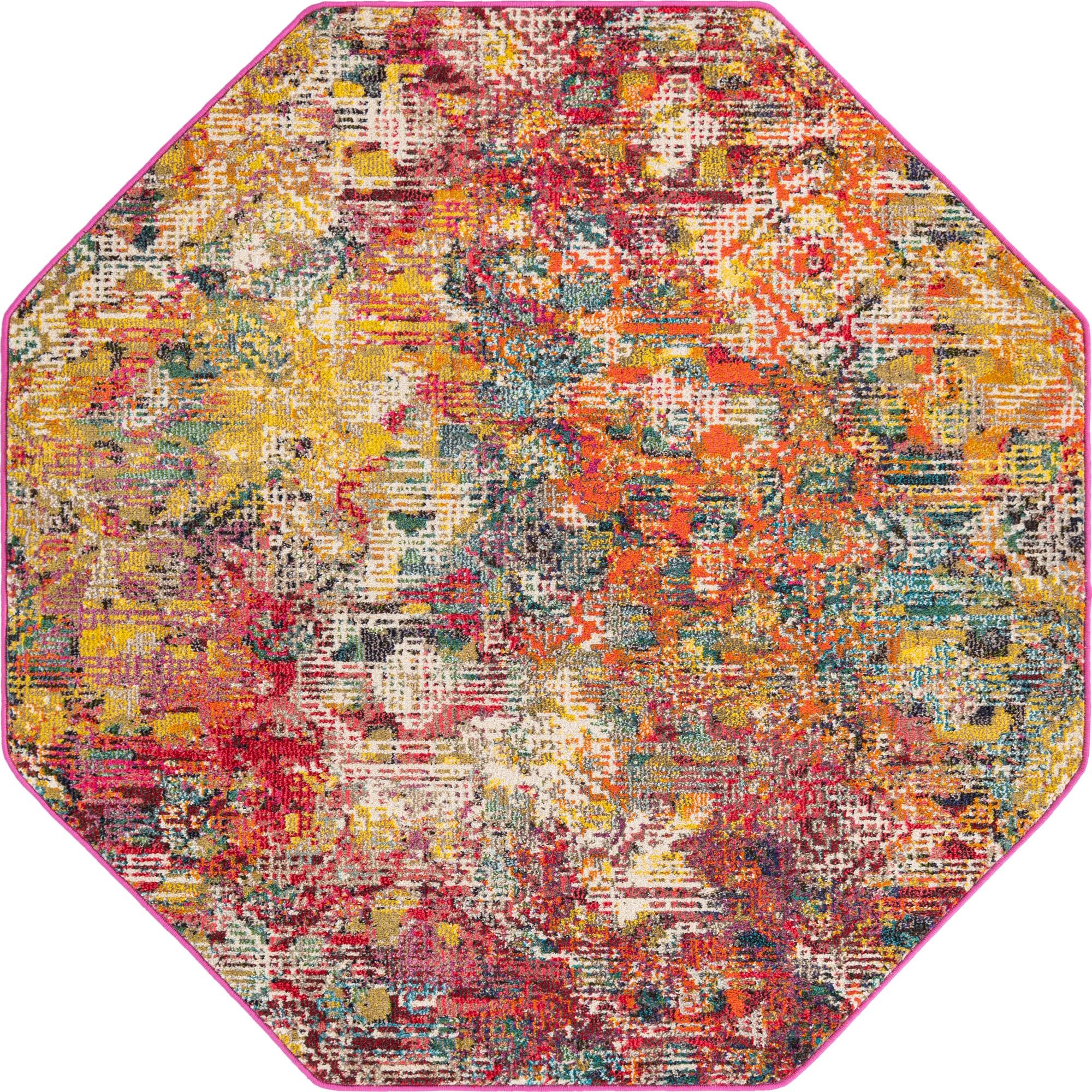 Rugs.com Vivid Collection Rug – 5 Ft Octagon Multi Medium-Pile Rug ...