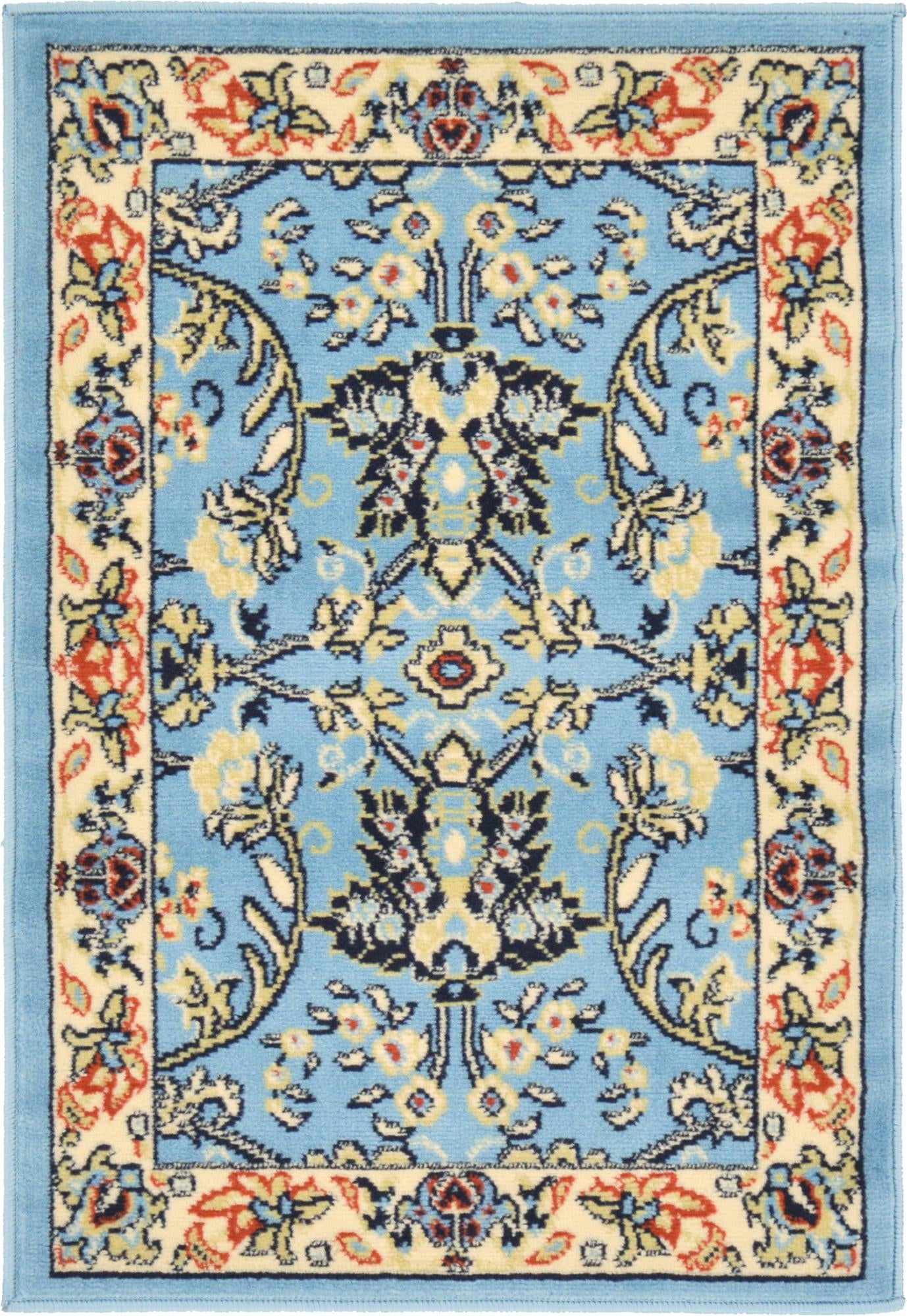 Rugs.com Yasmin Collection Rug – 2' x 3' Light Blue Medium Rug Perfect ...
