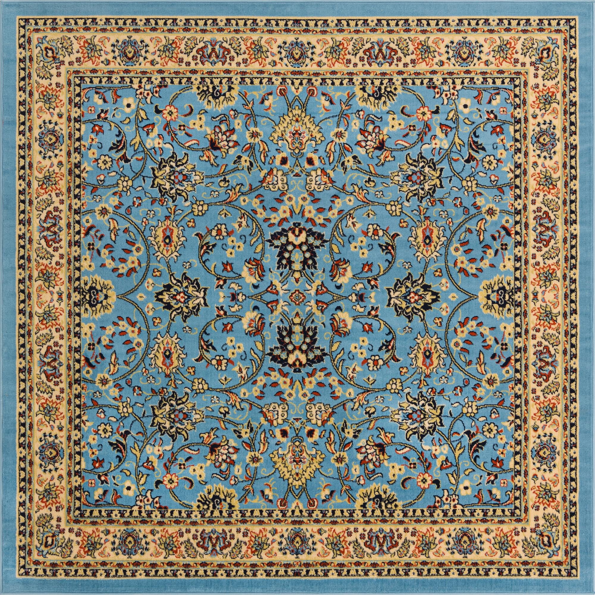 Rugs.com Yasmin Collection Rug – 8 Ft Square Light Blue Medium Rug ...