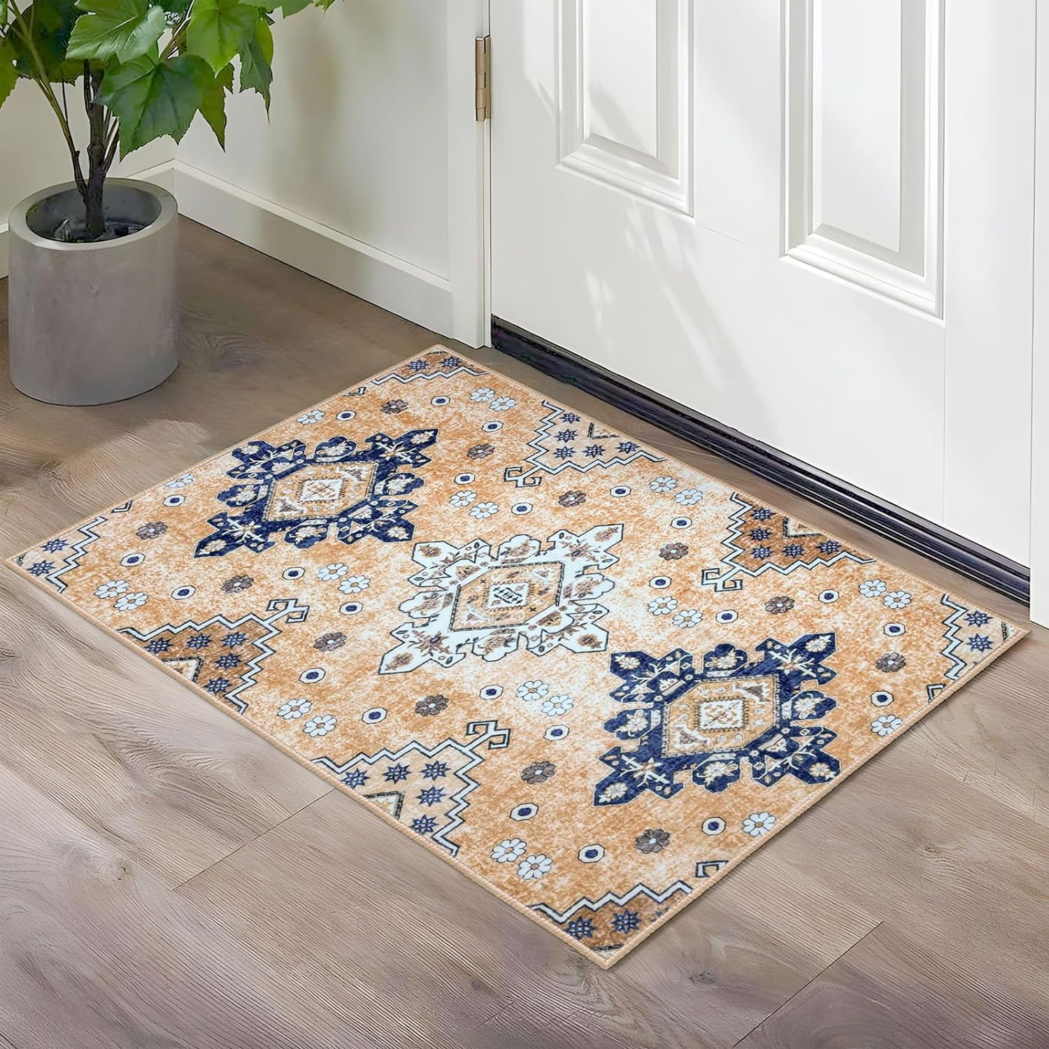 Rugs for Entryway 2x3 Washable Non Slip Low Pile Area Rug Small ...