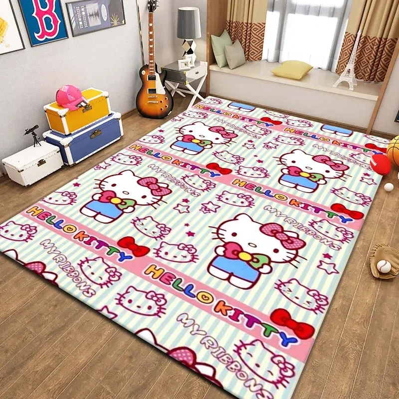 Rugs for Playroom Cartoon Hello Kitty Pattern Area Mat, Cute Cartoon ...