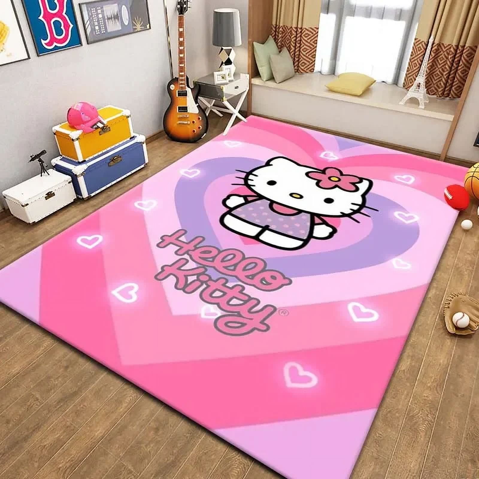 Rugs for Playroom Cartoon Hello Kitty Pattern Area Mat, Cute Cartoon ...