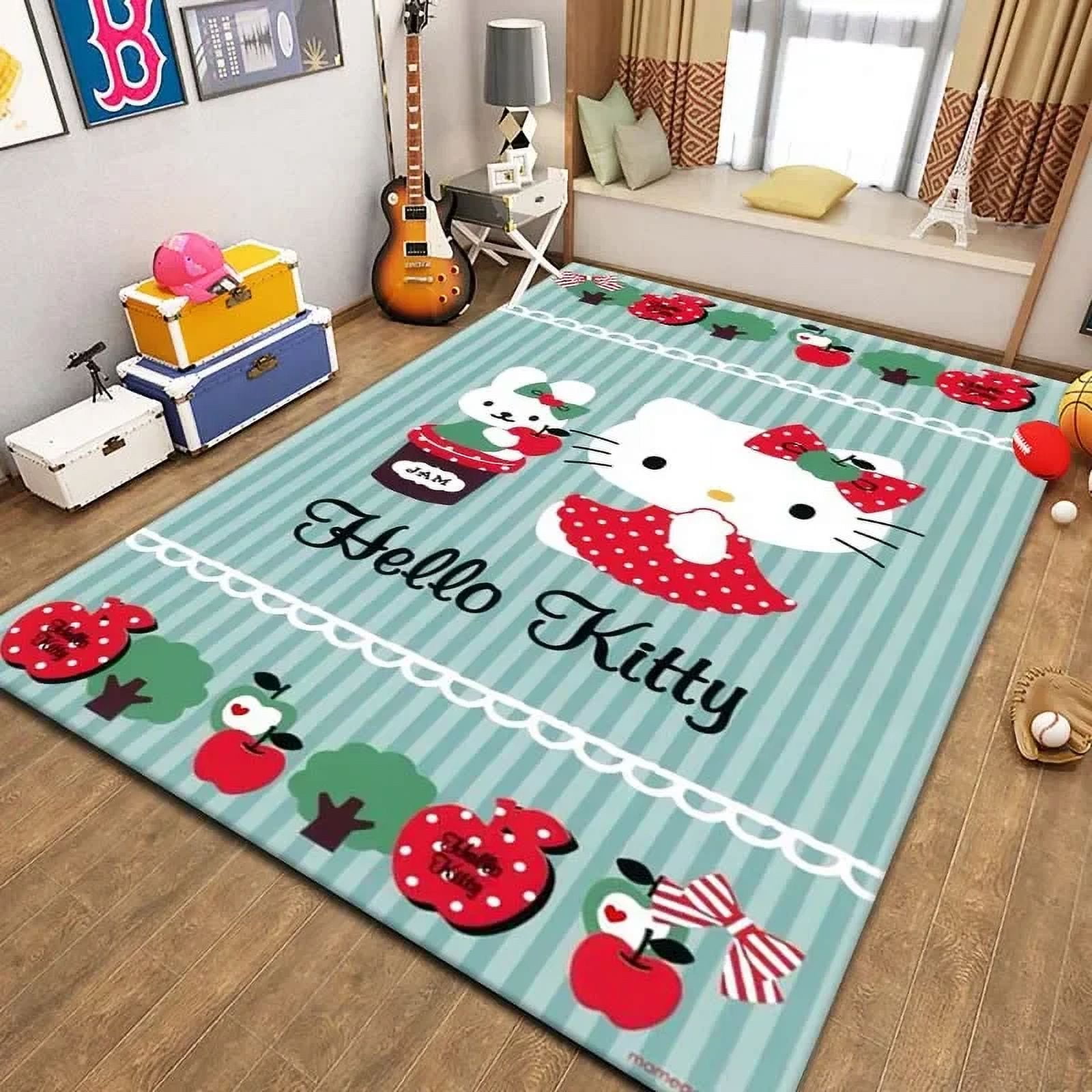 Rugs for Playroom Cartoon Hello Kitty Pattern Area Mat, Cute Cartoon ...