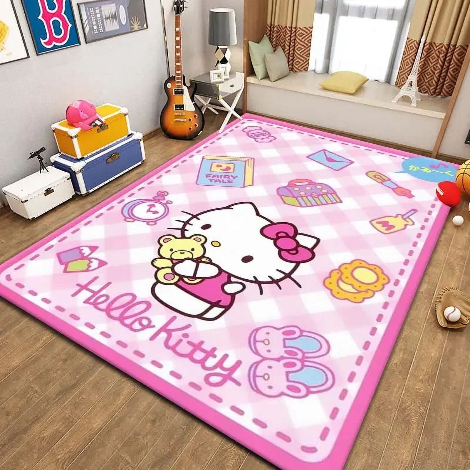 Rugs for Playroom Cartoon Hello Kitty Pattern Area Mat, Cute Cartoon ...