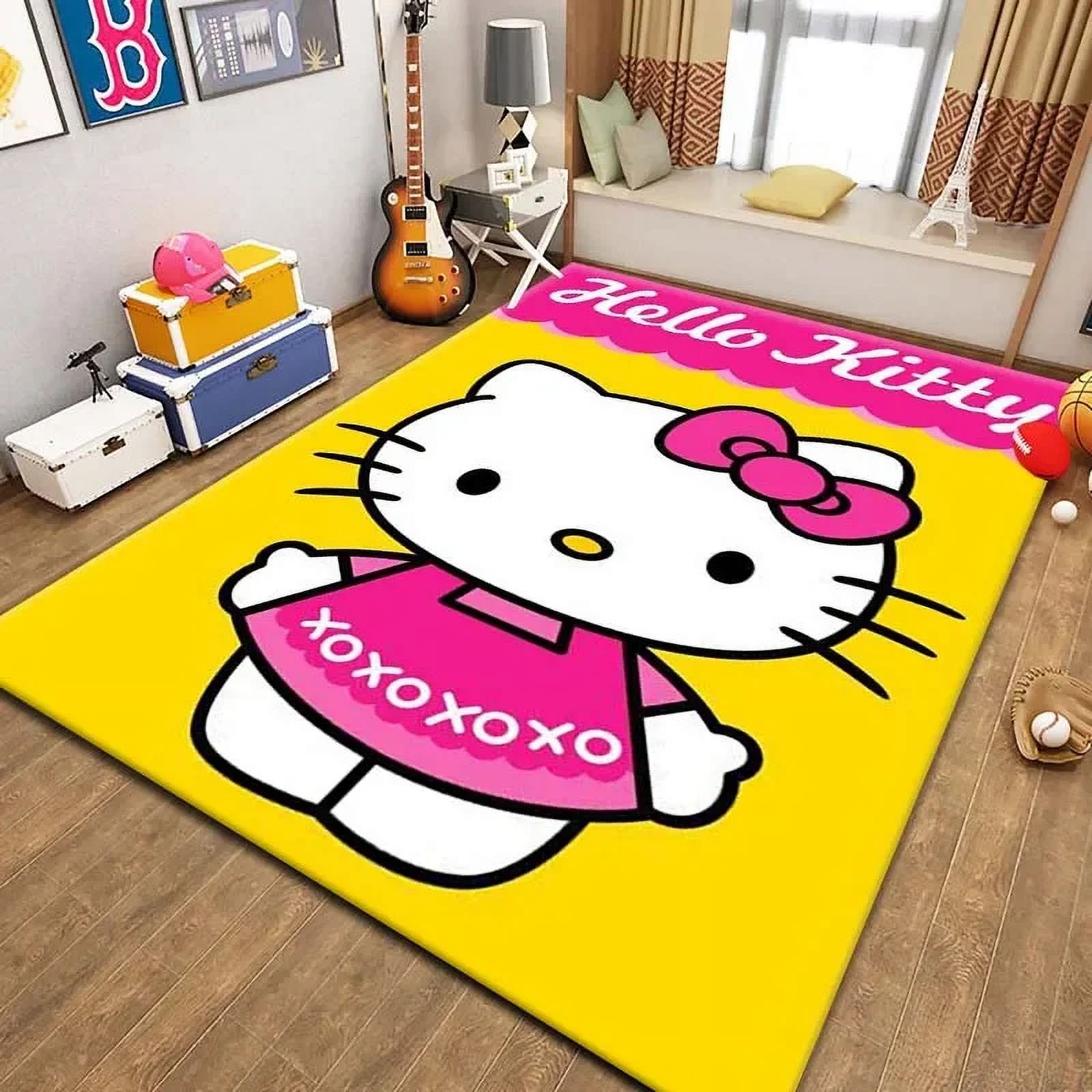 Rugs for Playroom Cartoon Hello Kitty Pattern Area Mat, Cute Cartoon ...