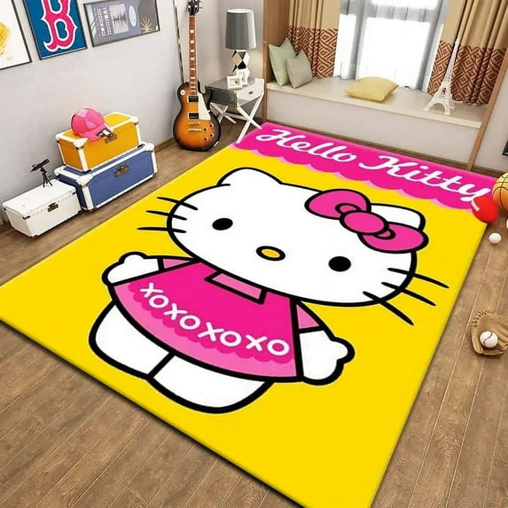 Rugs for Playroom Cartoon Hello Kitty Pattern Area Mat, Cute Cartoon ...