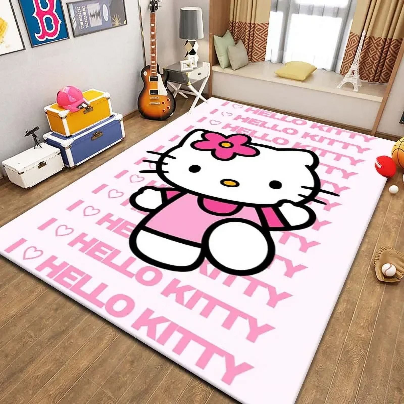 Rugs for Playroom Cartoon Hello Kitty Pattern Area Mat, Cute Cartoon ...