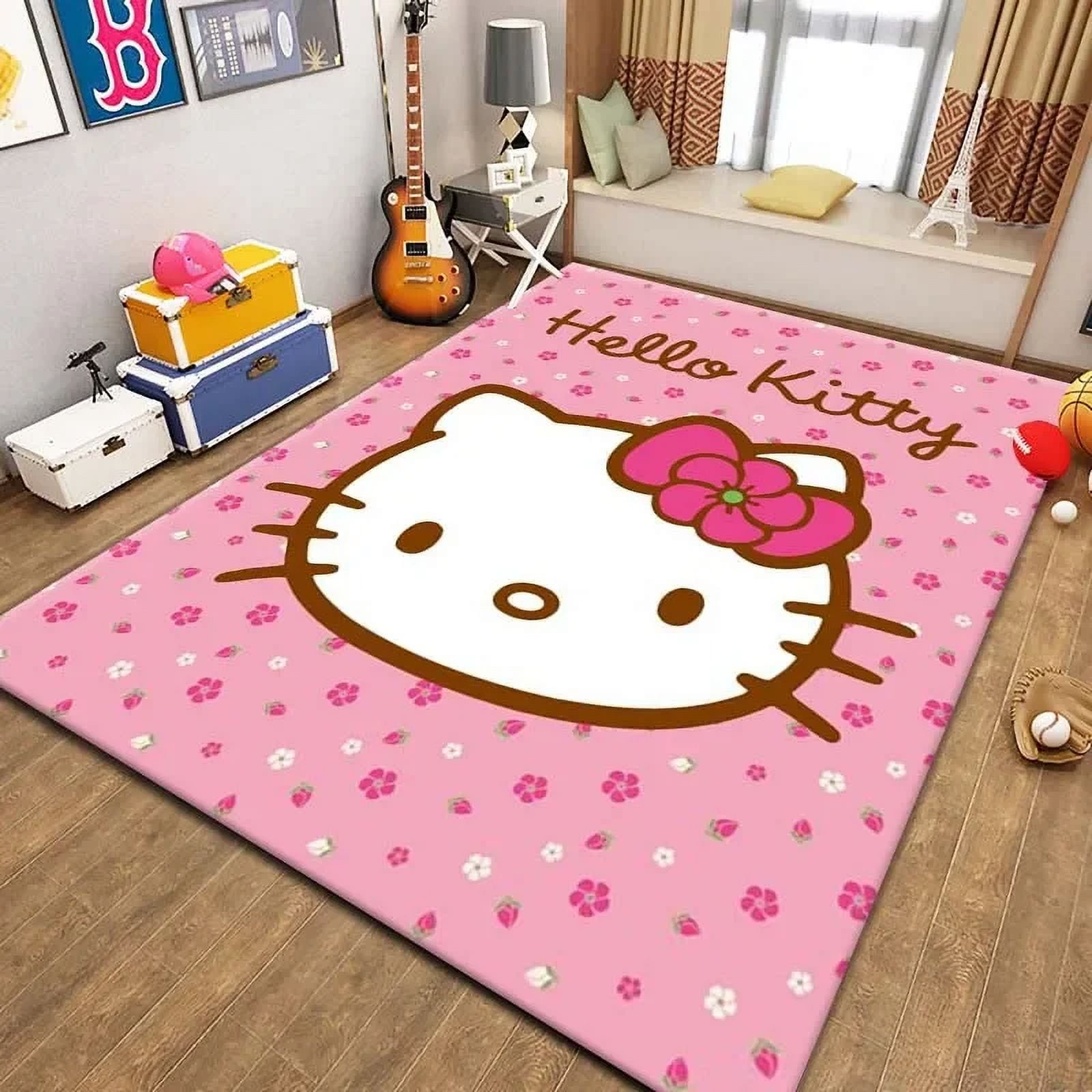 Rugs for Playroom Cartoon Hello Kitty Pattern Area Mat, Cute Cartoon ...