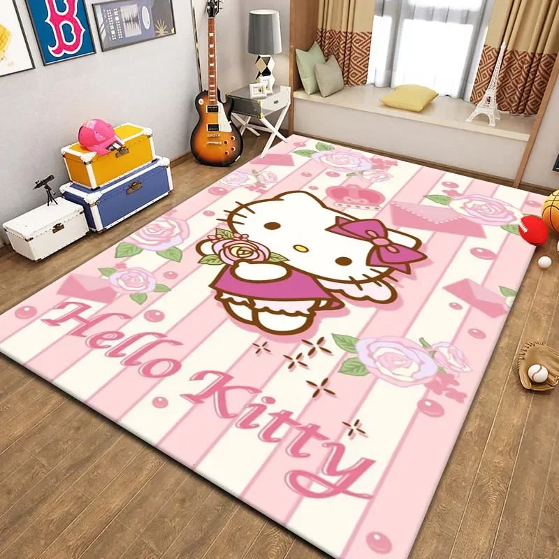 Rugs for Playroom Cartoon Hello Kitty Pattern Area Mat, Cute Cartoon ...