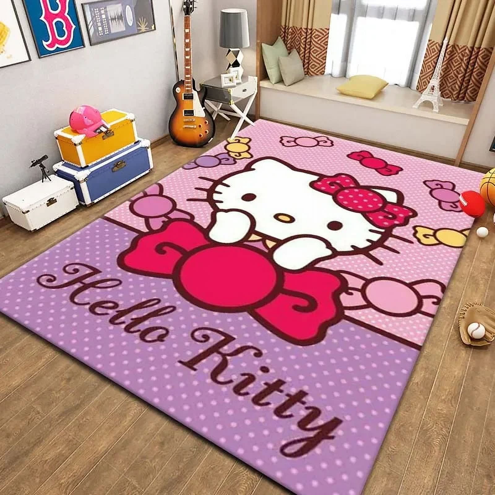 Rugs for Playroom Cartoon Hello Kitty Pattern Area Mat, Cute Cartoon ...