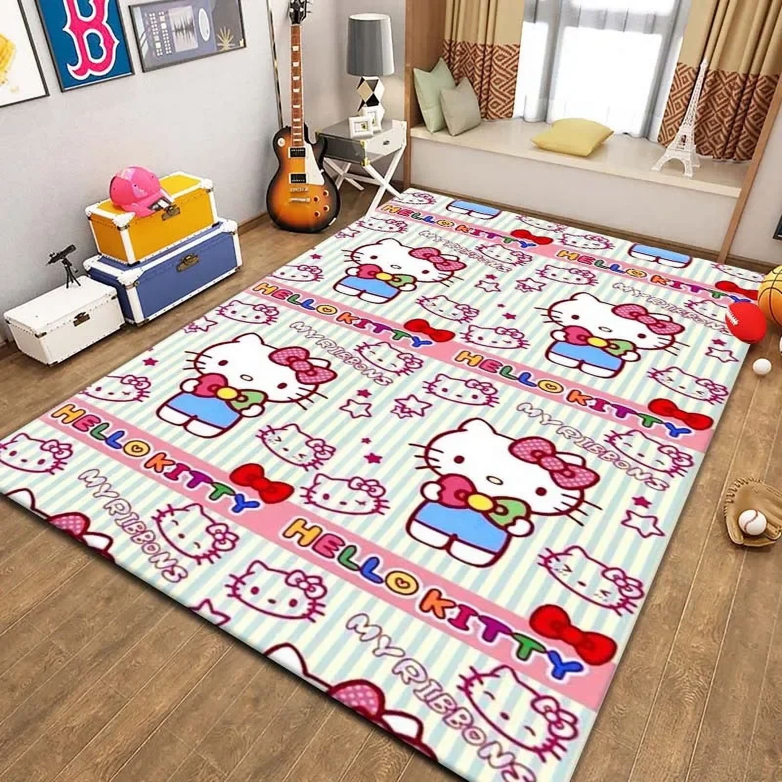 Rugs for Playroom Cartoon Hello Kitty Pattern Area Mat, Cute Cartoon ...