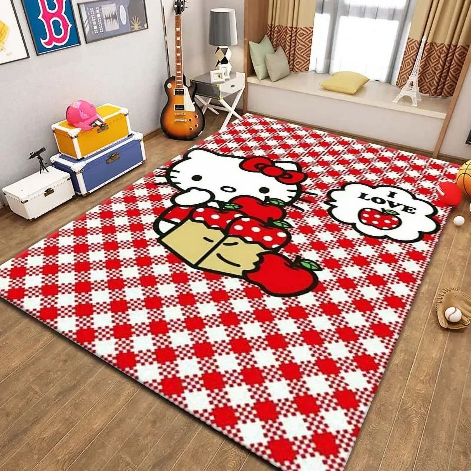 Rugs for Playroom Cartoon Hello Kitty Pattern Area Mat, Cute Cartoon ...