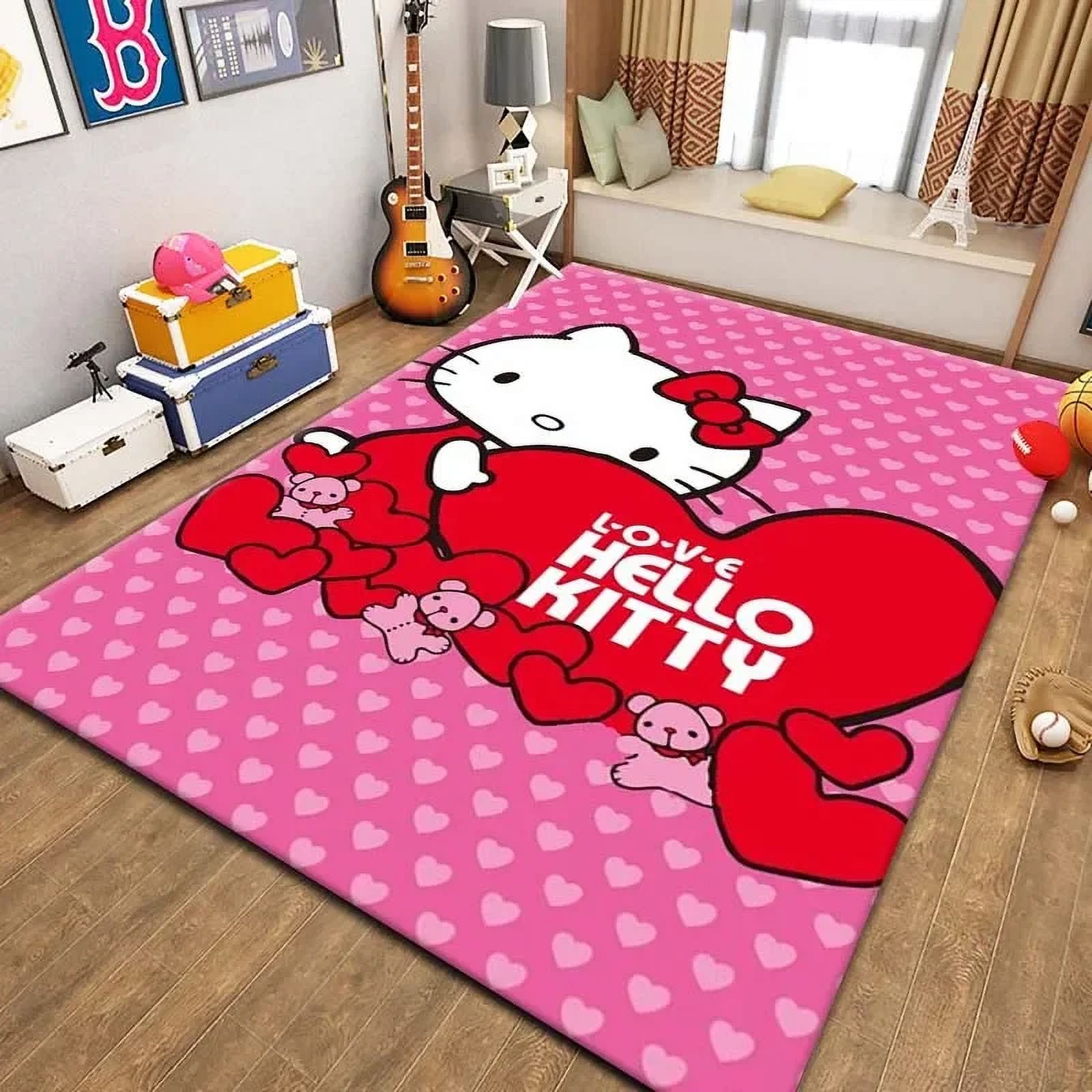 Rugs for Playroom Cartoon Hello Kitty Pattern Area Mat, Cute Cartoon ...
