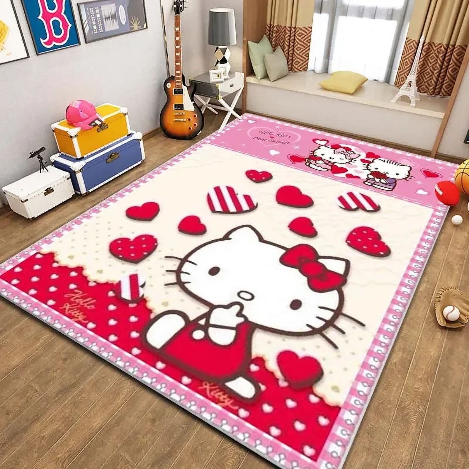 Rugs for Playroom Cartoon Hello Kitty Pattern Area Mat, Cute Cartoon ...