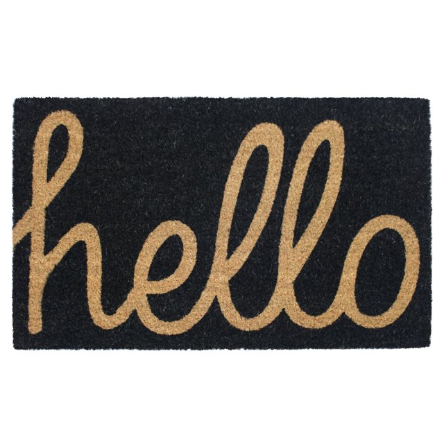 Rugsmith Black Machine Tufted Black Hello Doormat, 18" x 30" - Walmart.com