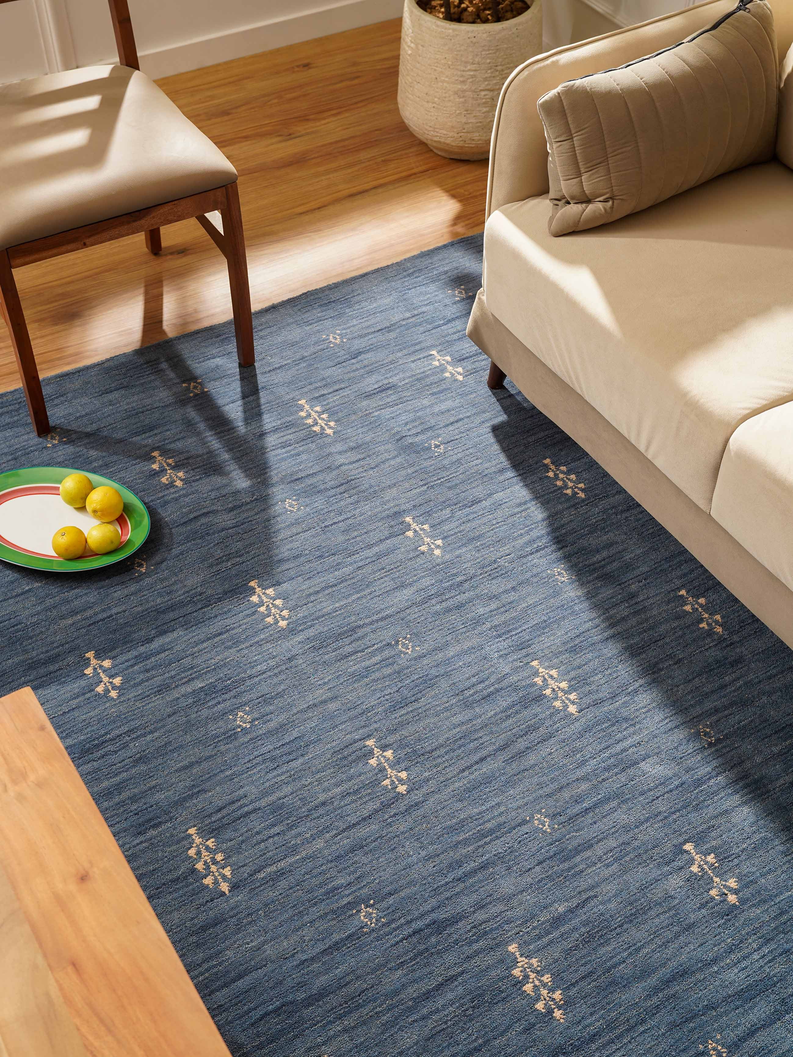 Rugsotic Carpets Hand Knotted Loom Wool Eco-Friendly Area Rugs-Blue ...