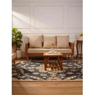 HR Plush Cobalt and White Wave-Patterned Shag Rug, 1-Inch-Thick Soft ...