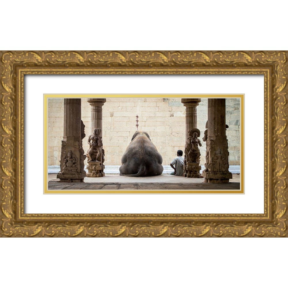 Ruhan 24x14 Gold Ornate Wood Framed with Double Matting Museum Art Print Titled - The Elephant ...