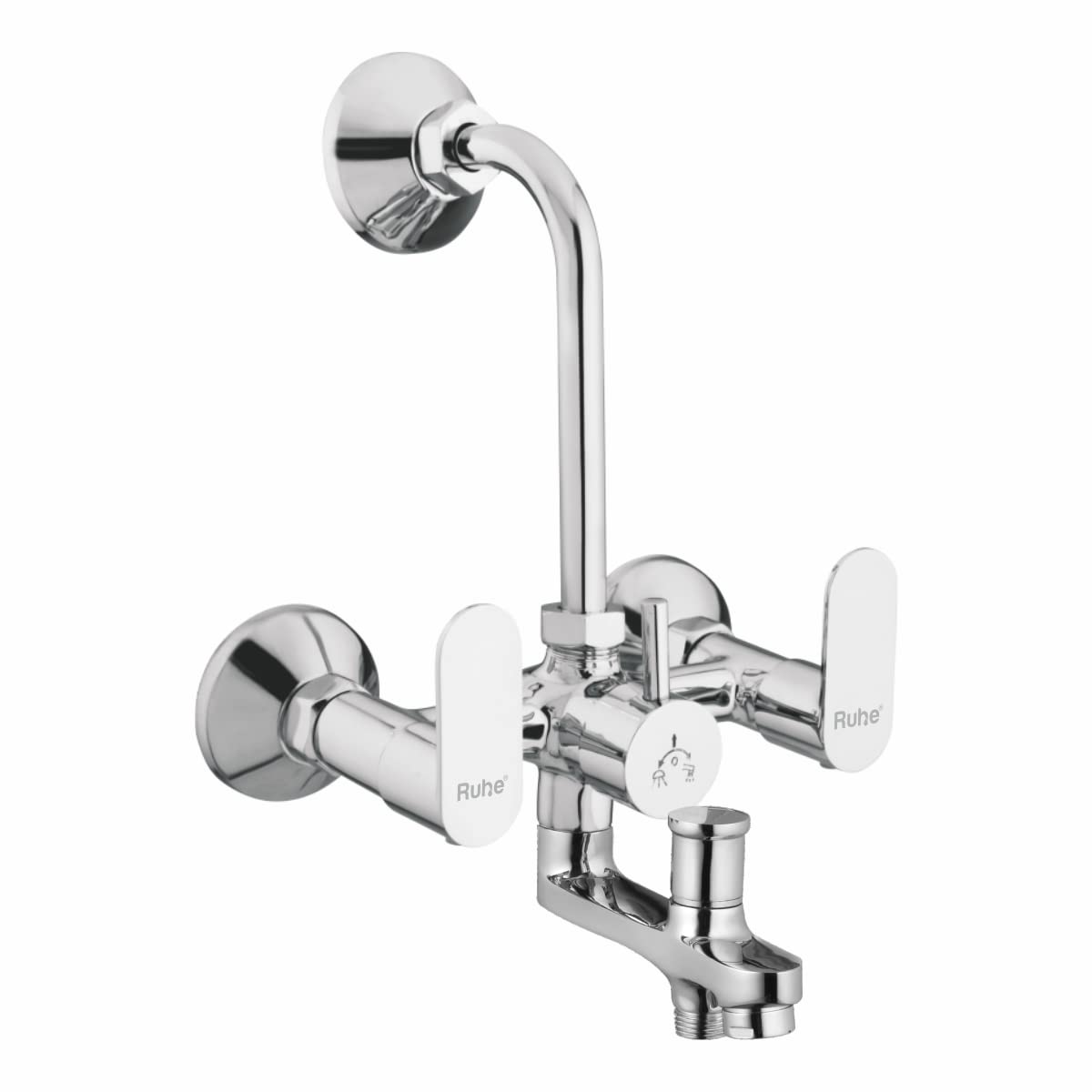 Ruhe Demure Wall Mixer 3 in 1 Brass FaucetTap with L Bend Pipe Chrome ...