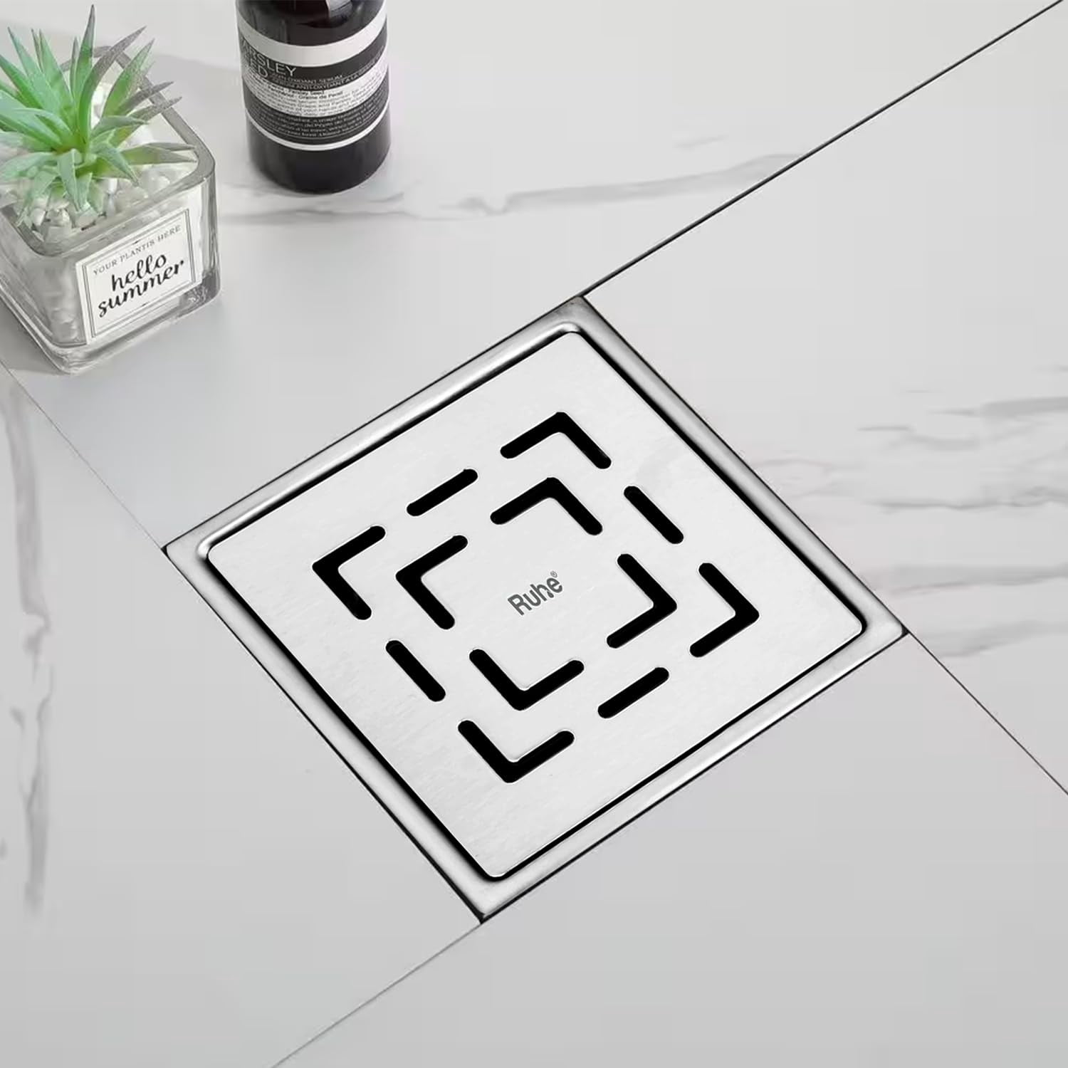 Ruhe Jupiter Flat Cut Square Floor Drain Premium Stainless Steel Floor ...