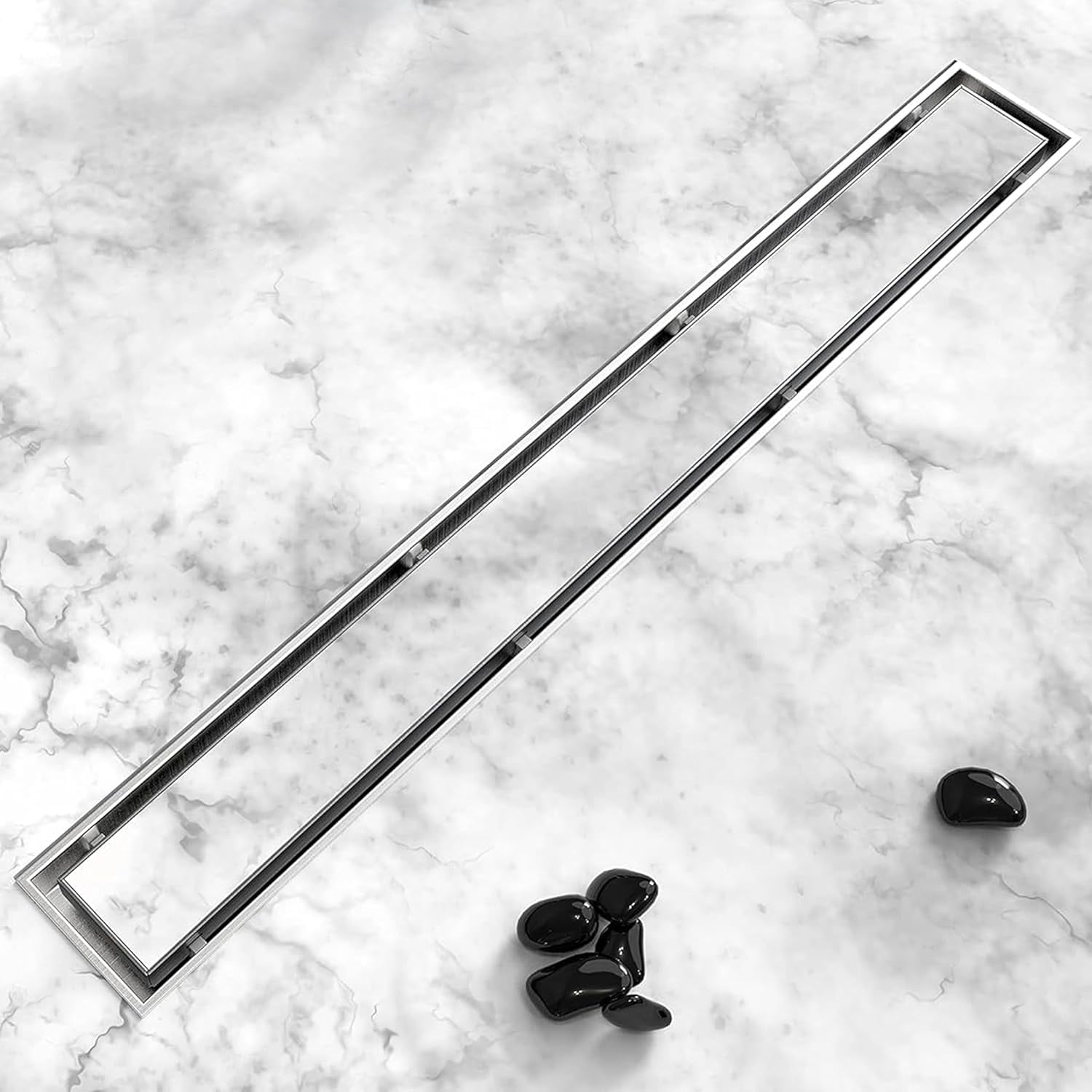 Ruhe Marble Insert Shower Drain Channel 36 x 4 Inches Waste Water Floor ...