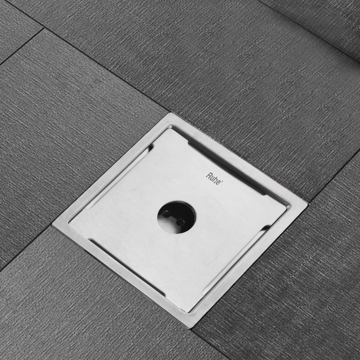 Ruhe Mercury Square Floor Drain with Collar Premium Stainless Steel ...