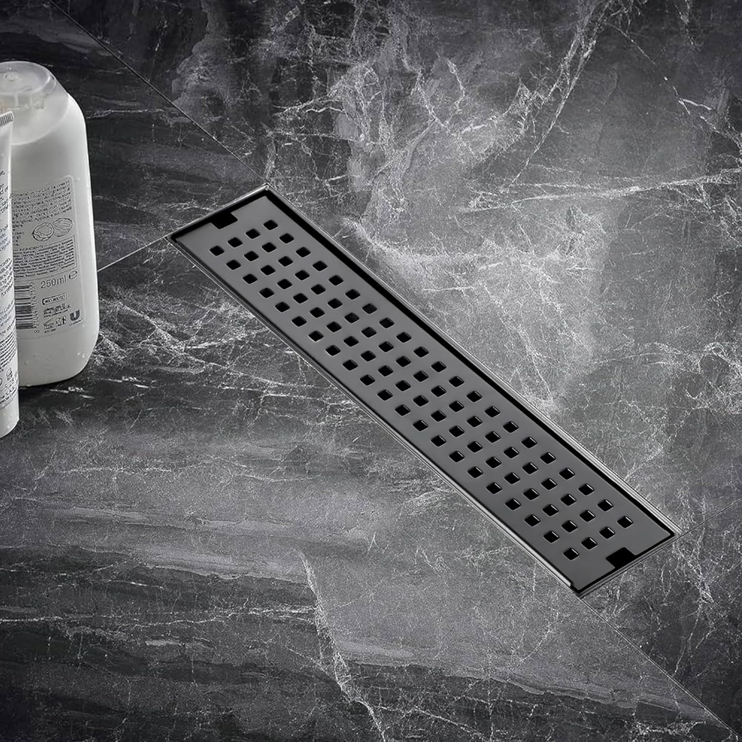 Ruhe Palo 24 3 Inches Shower Drain Channel 304 Stainless Steel Black ...