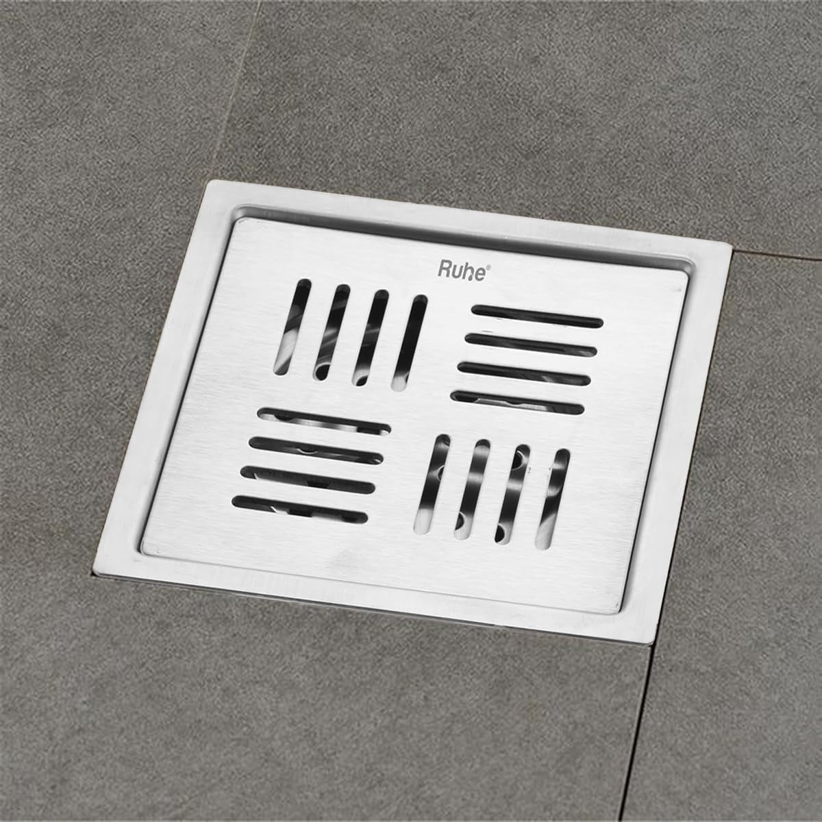 Ruhe Pluto Square Floor Drainer with Collar Premium Stainless Steel ...