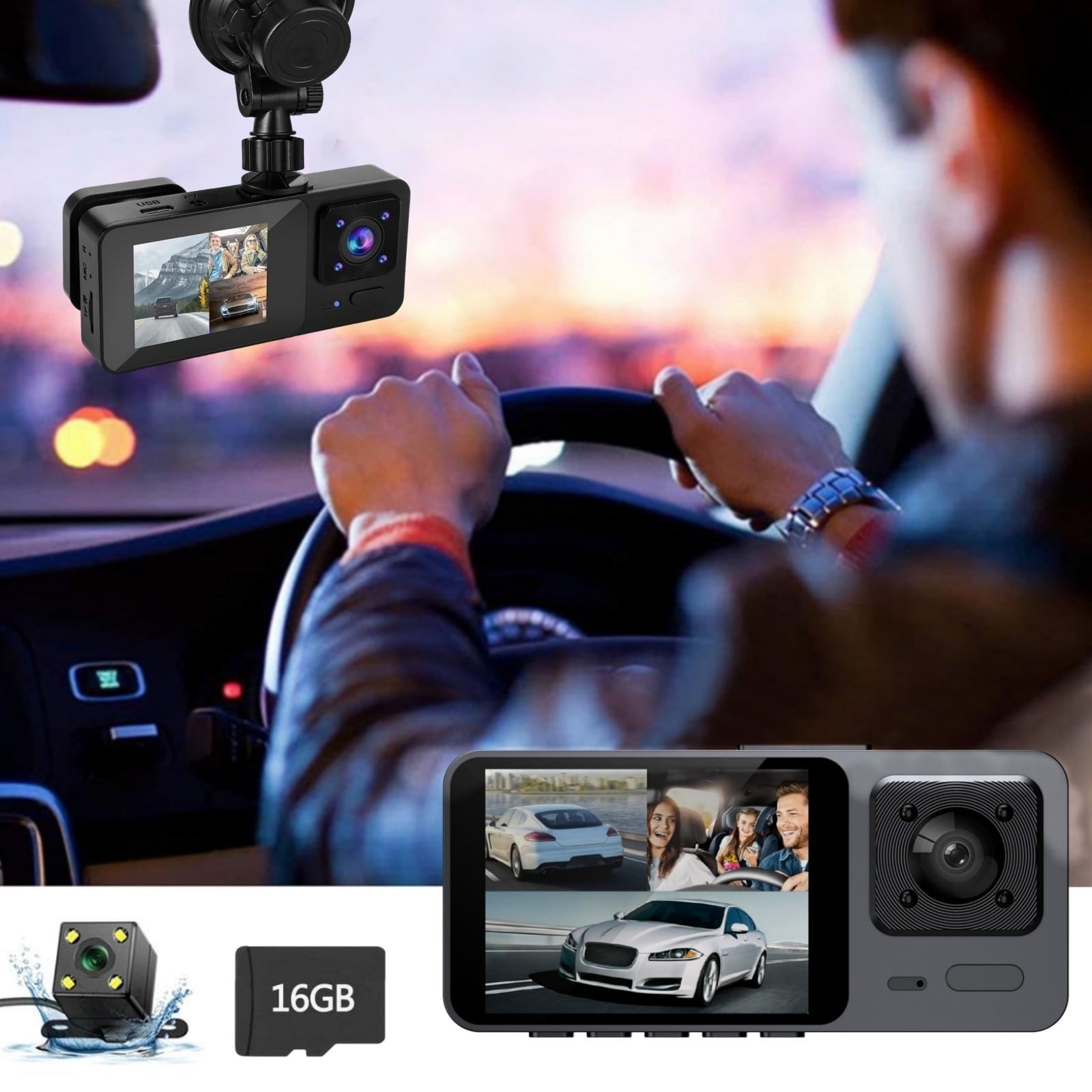 Ruhiku GW Dash Cam Front and Inside 1080P Dash Camera for Cars IR Night ...