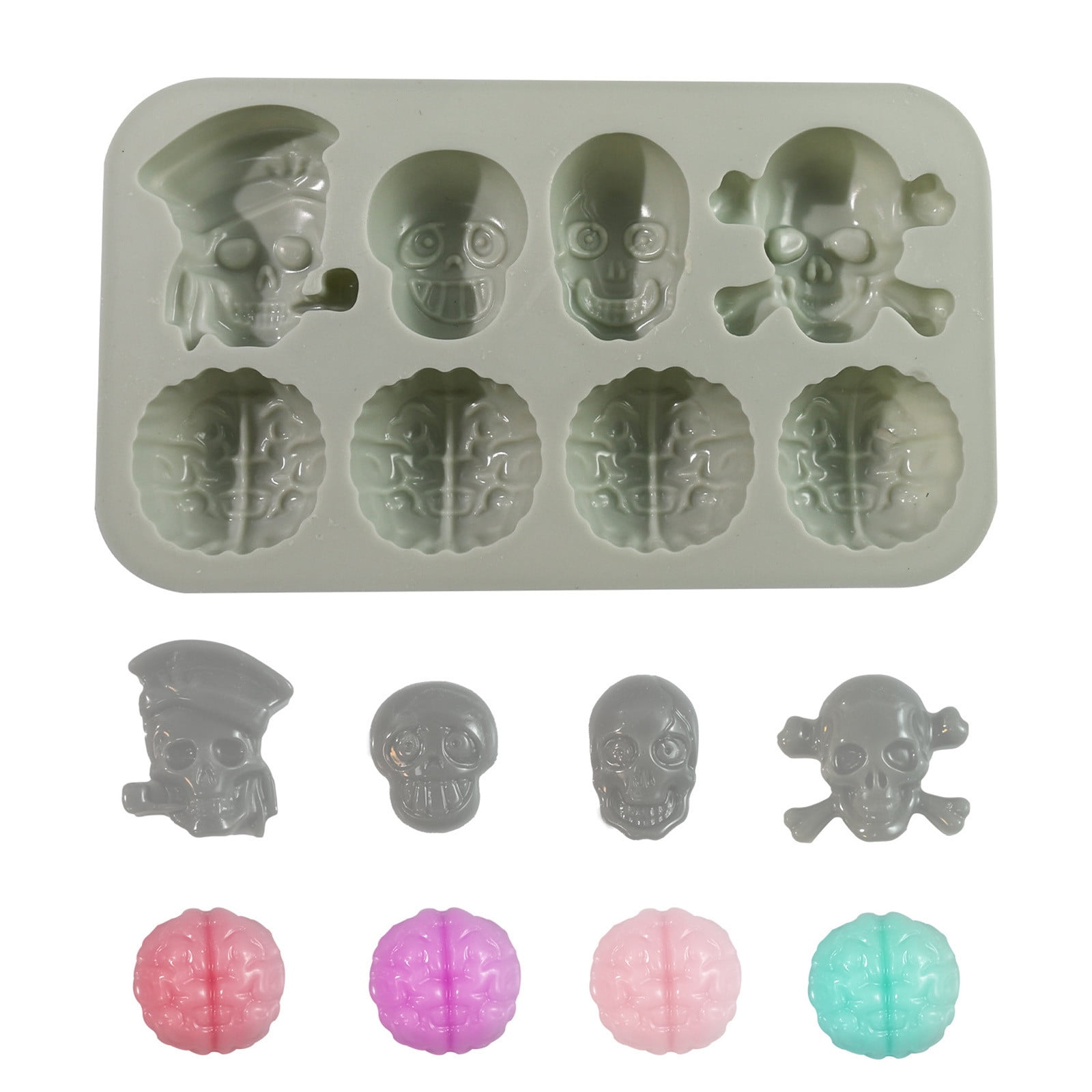 Halloween Skull Cake Pan, 8 Cavity Skull Cake Molds, Silicone Skull ...