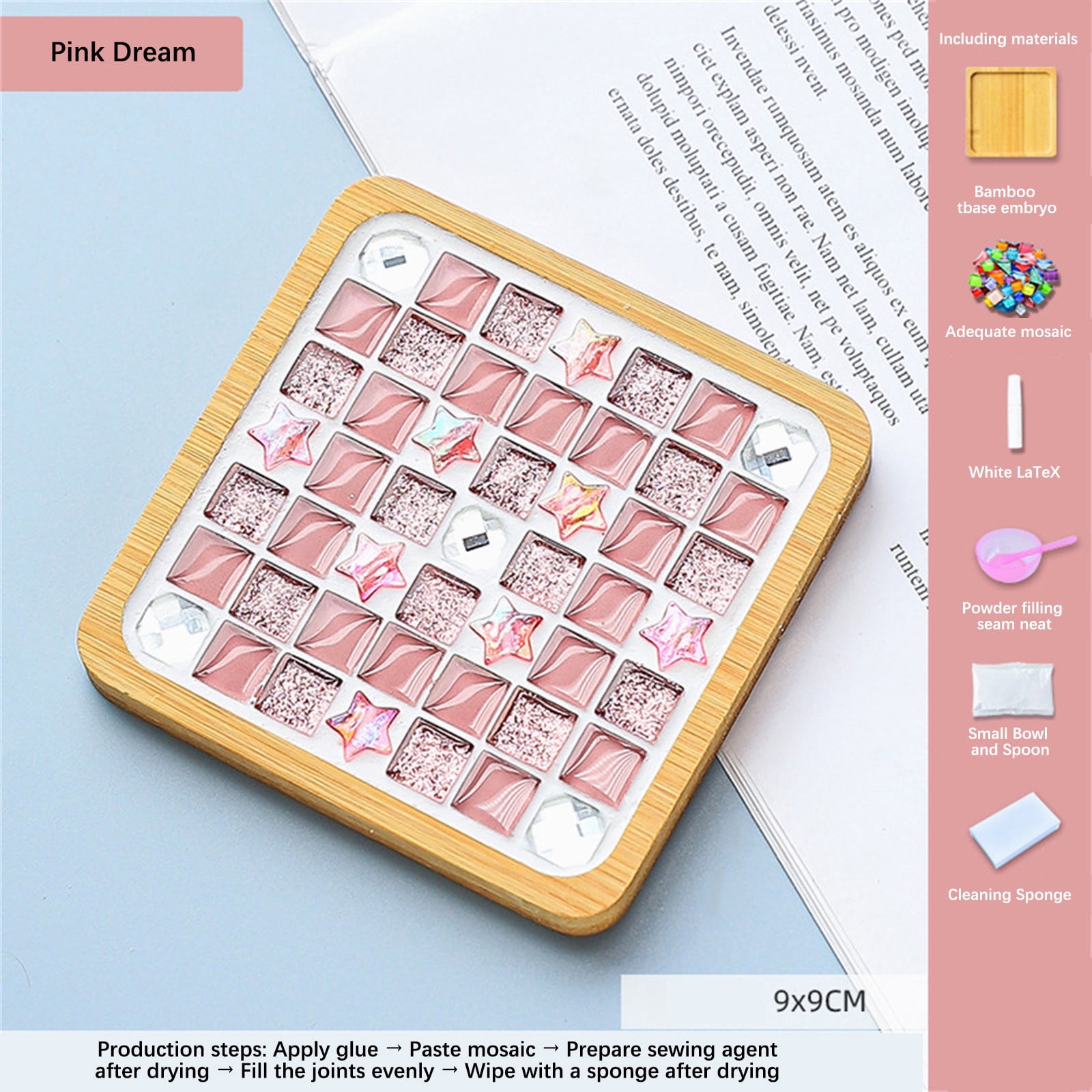 Ruhiku GW Wooden Mosaic Bases, Mosaic Bamboo Coasters for Crafts, Blank ...