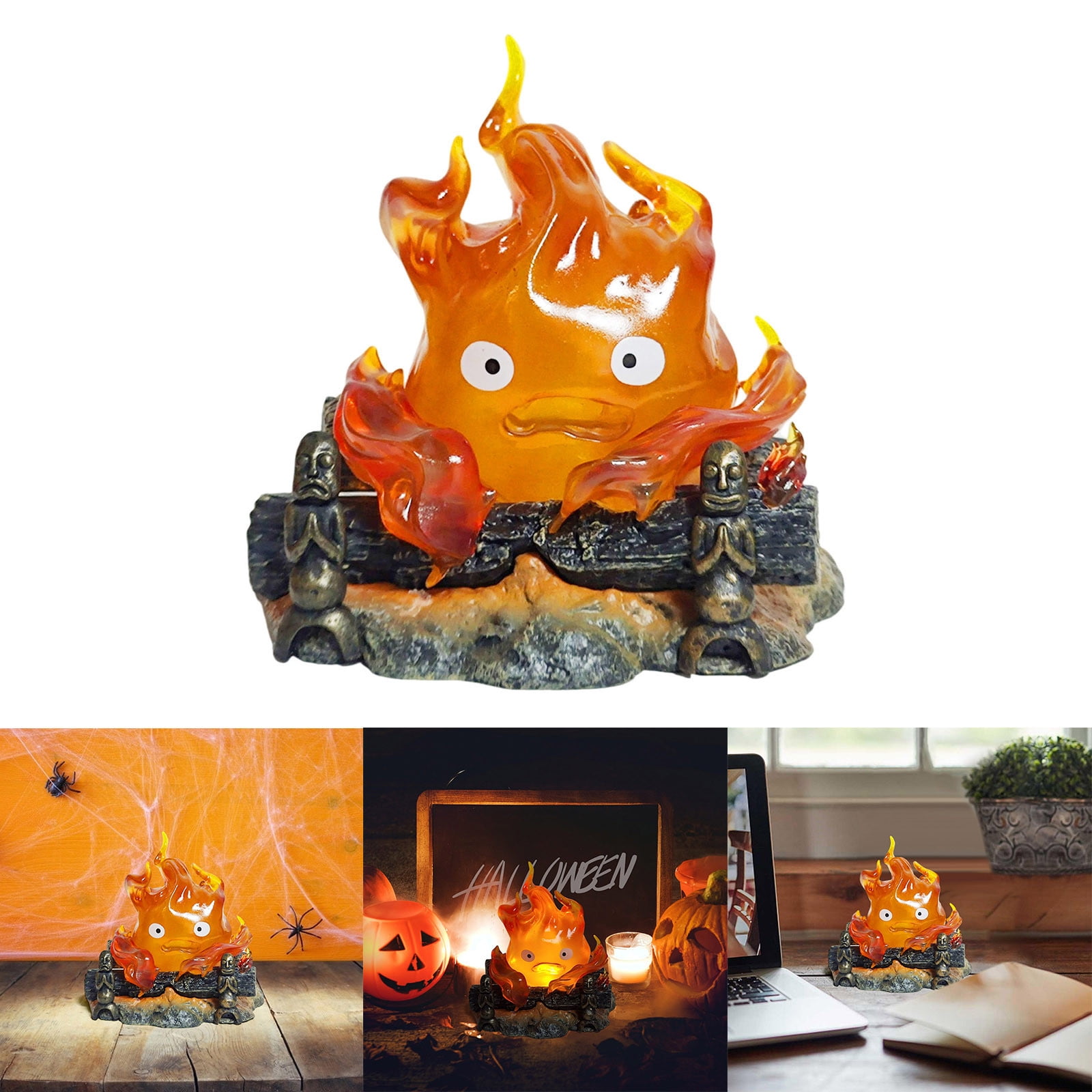 RuiHuiHua Calcifer Lamp Statue Cute Calcifer Night Light Desktop Warm ...