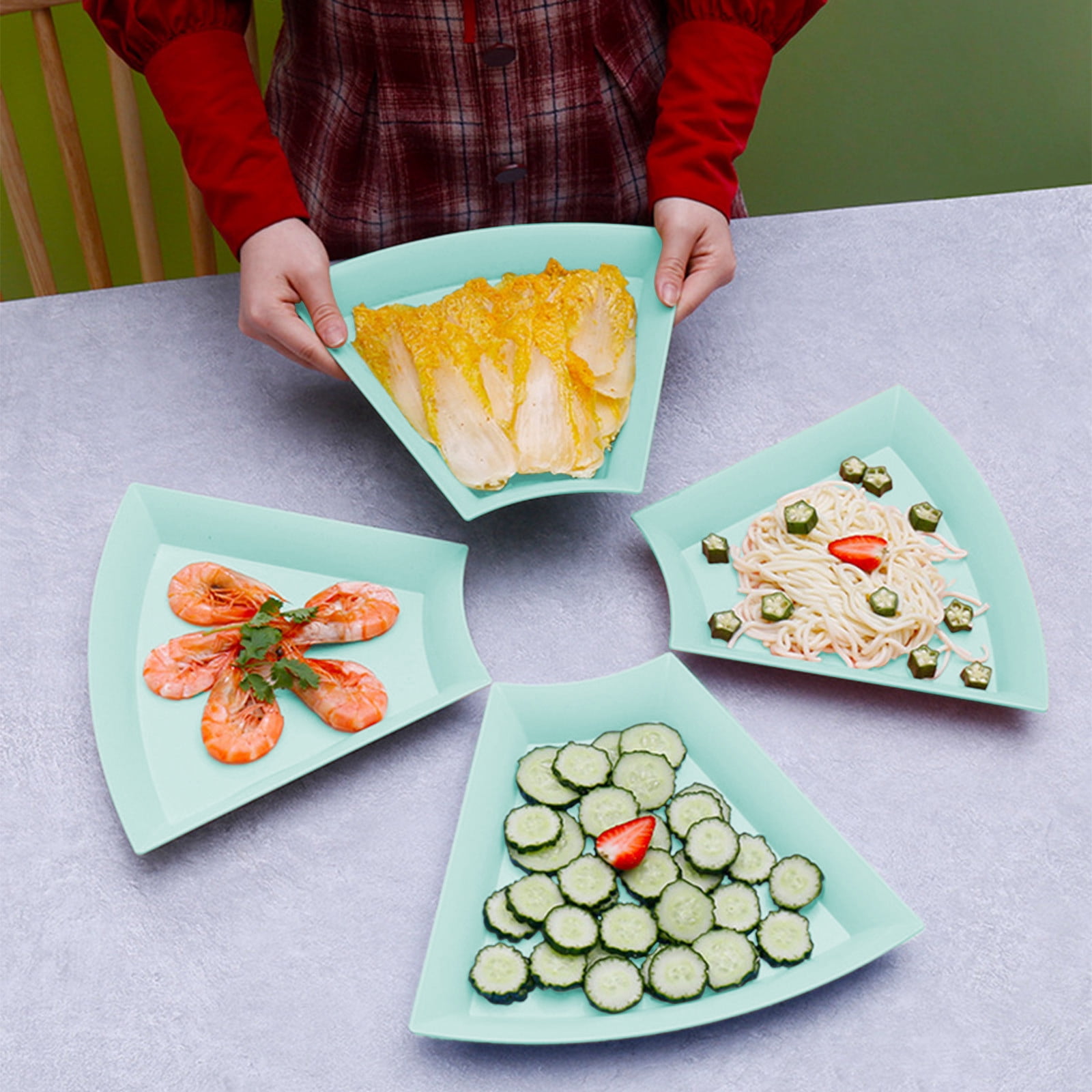 RuiJiao 10.6x8.6in Trapezoidal Shape Plates, Lightweight and ...