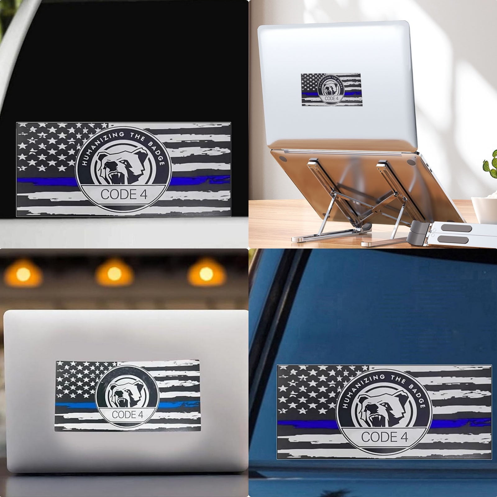 RuiJiao 10pc Thin Blue Line Sticker - Thin Line Flag Car Decal - Thin ...