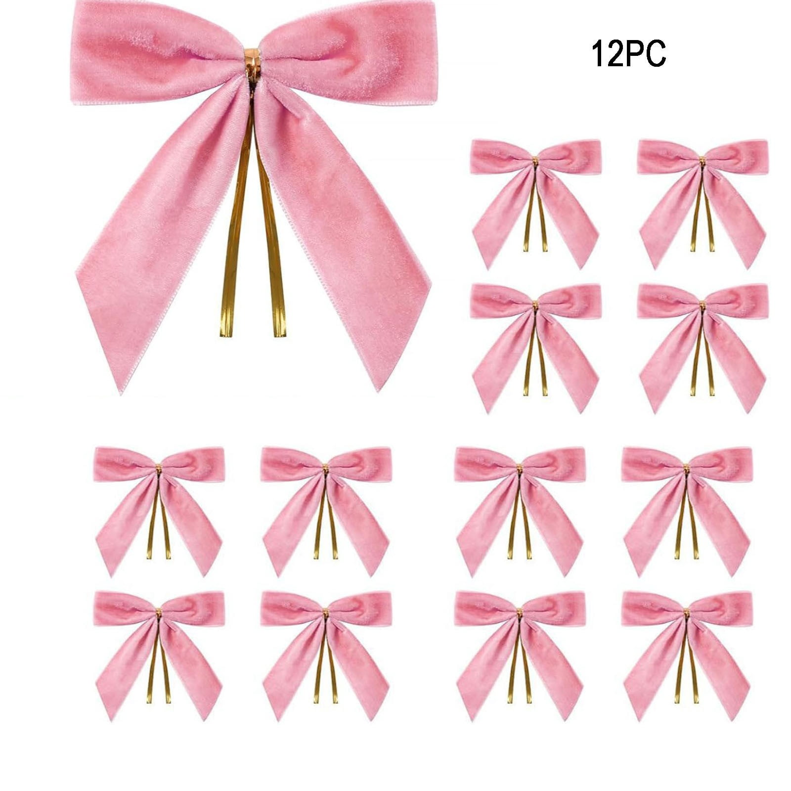 RuiJiao 12Pcs Velvet Christmas Bows Decor Set, Elegant Wreath and Tree ...