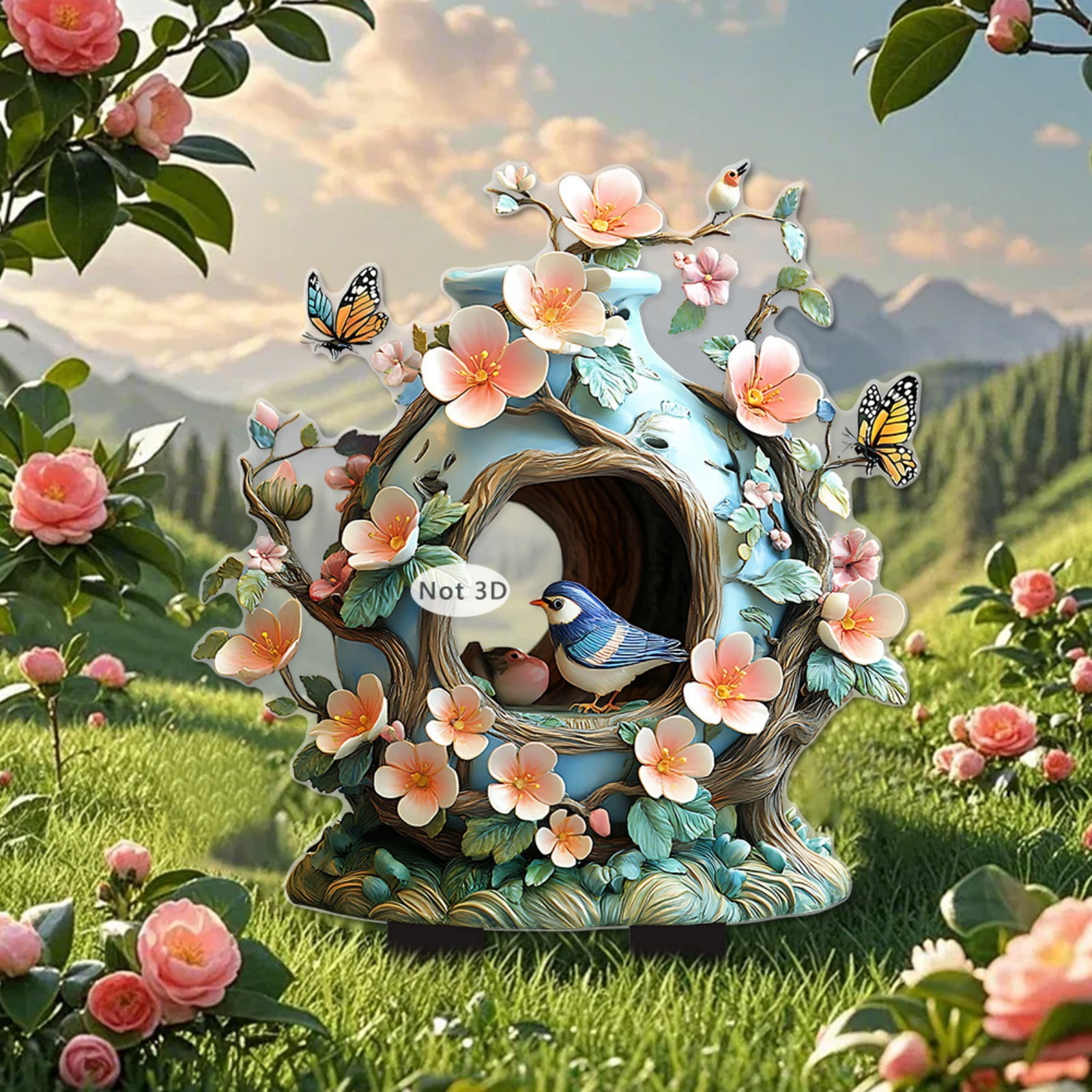 RuiJiao 2D Acrylic Blossoming Flower Garden Decor - Flat Ground Insert ...