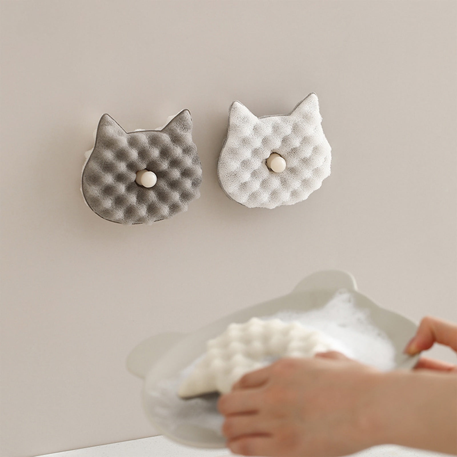 RuiJiao 2Pcs PVC White Heavy-Duty Scouring Sponge, Double-Sided Kitchen ...