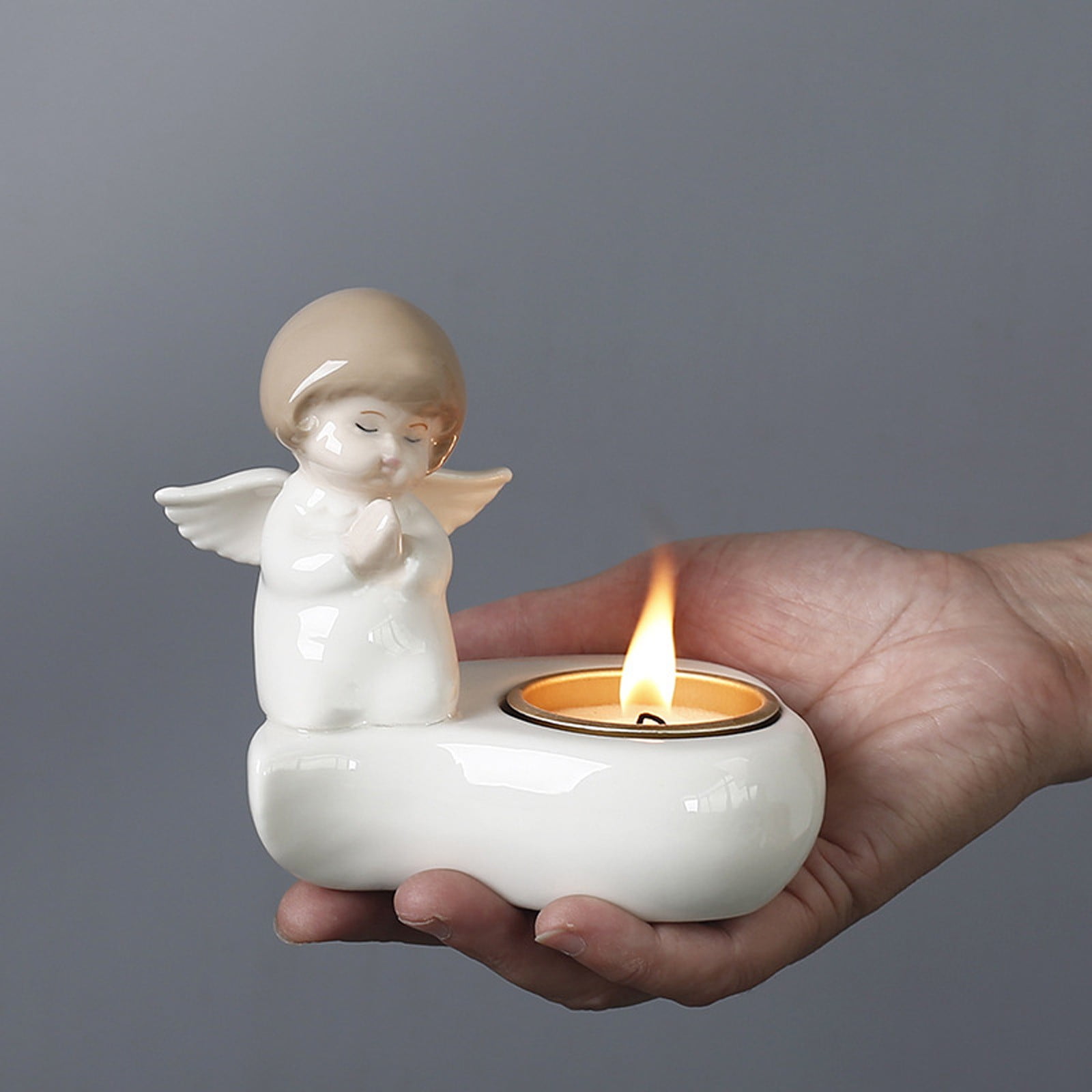 RuiJiao Angelic Ceramic Candle Holder - Exquisite Prayer Candlestick ...