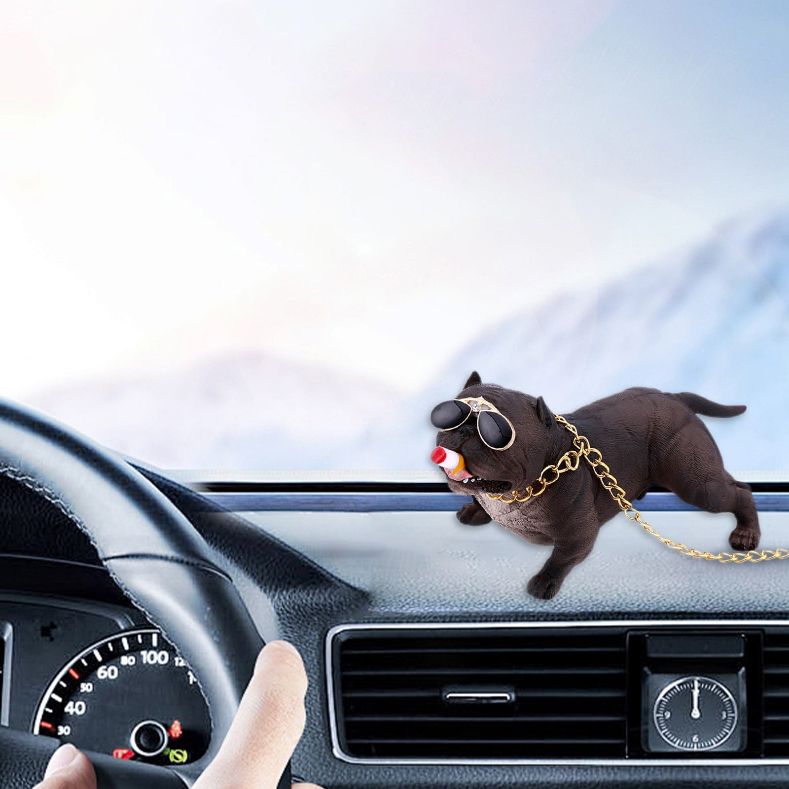 RuiJiao Bulldog Car Accessories Dashboard Decorations, Cute Car ...