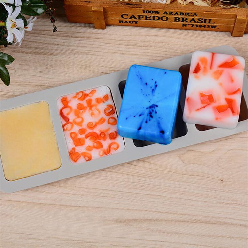 RuiJiao 4-Pack Silicone Soap Molds - DIY Square Soap Making Moulds for ...