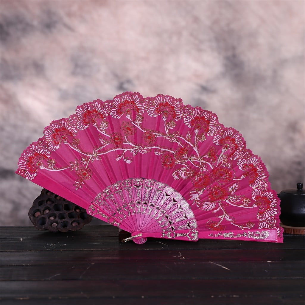 RuiJiao Elegant Lace Silk Hand Fans - Perfect for Dance, Wedding, and ...