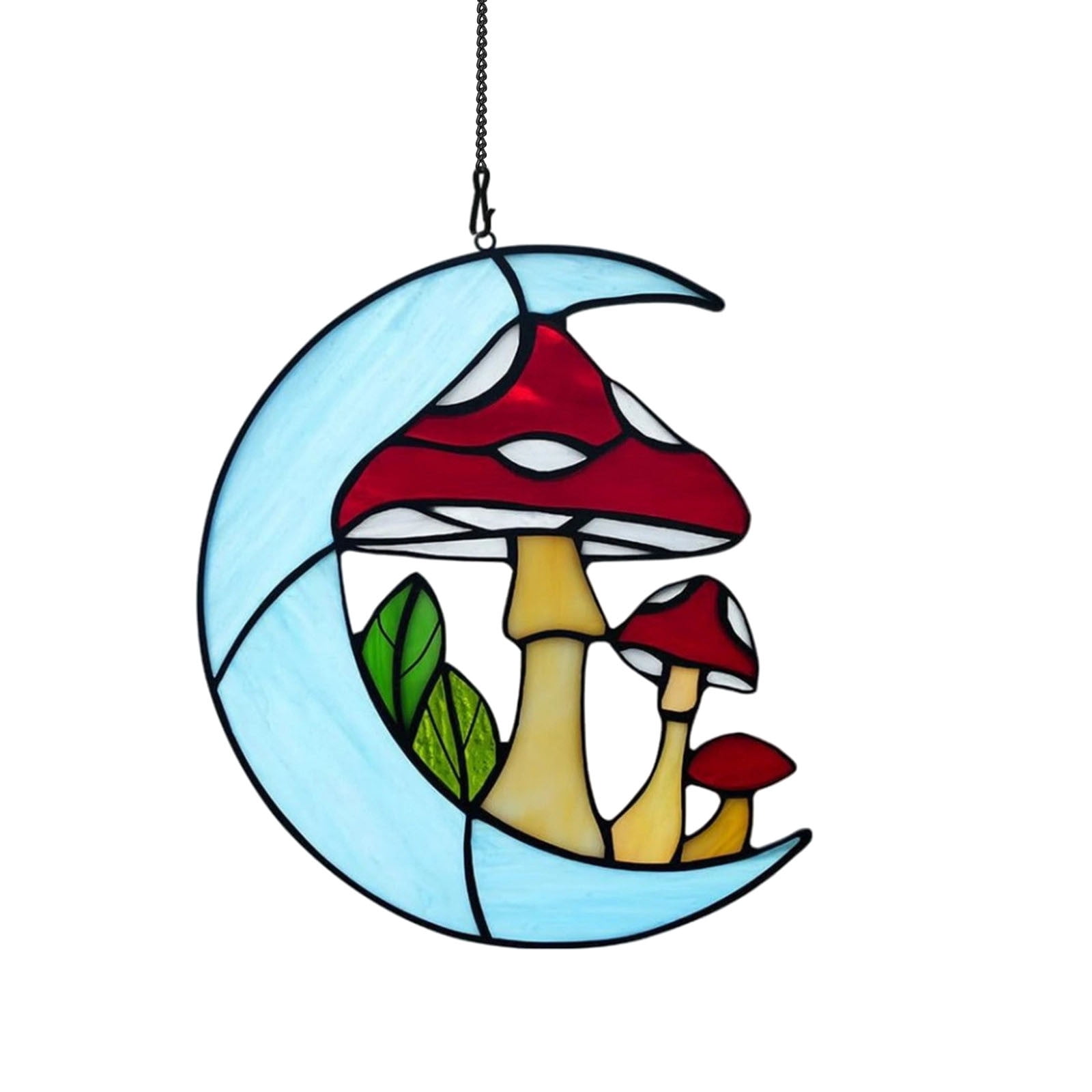 RuiJiao Stained Glass Double-Sided Mushroom Sun Catcher - Vibrant Red ...