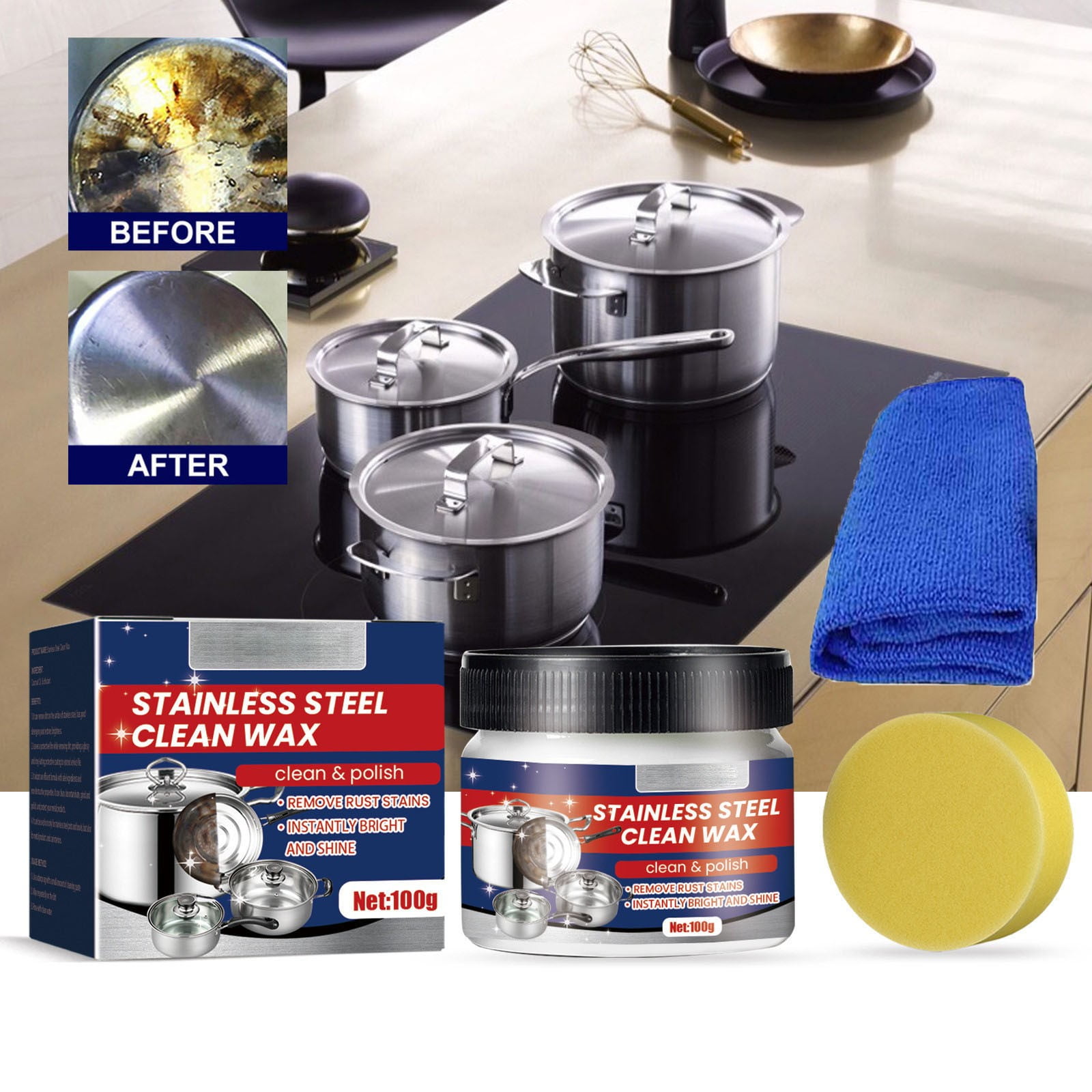 RuiJiao Clearance Stainless Steel Clean Paste, Multi-Purpose Powerful Cookware Decontamination ...