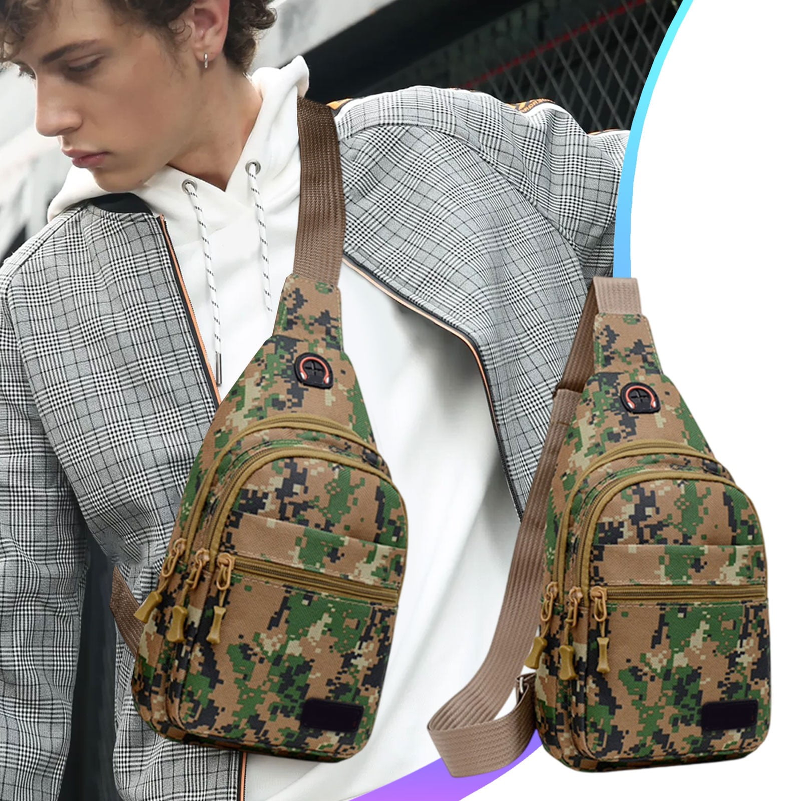RuiJiao Tactical Sling Bag for Men, Camouflage Sling Bag, Crossbody ...