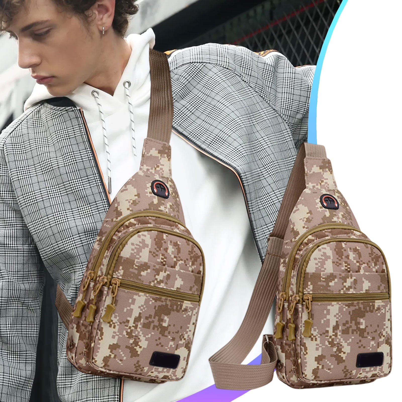 RuiJiao Tactical Sling Bag for Men, Camouflage Sling Bag, Crossbody ...