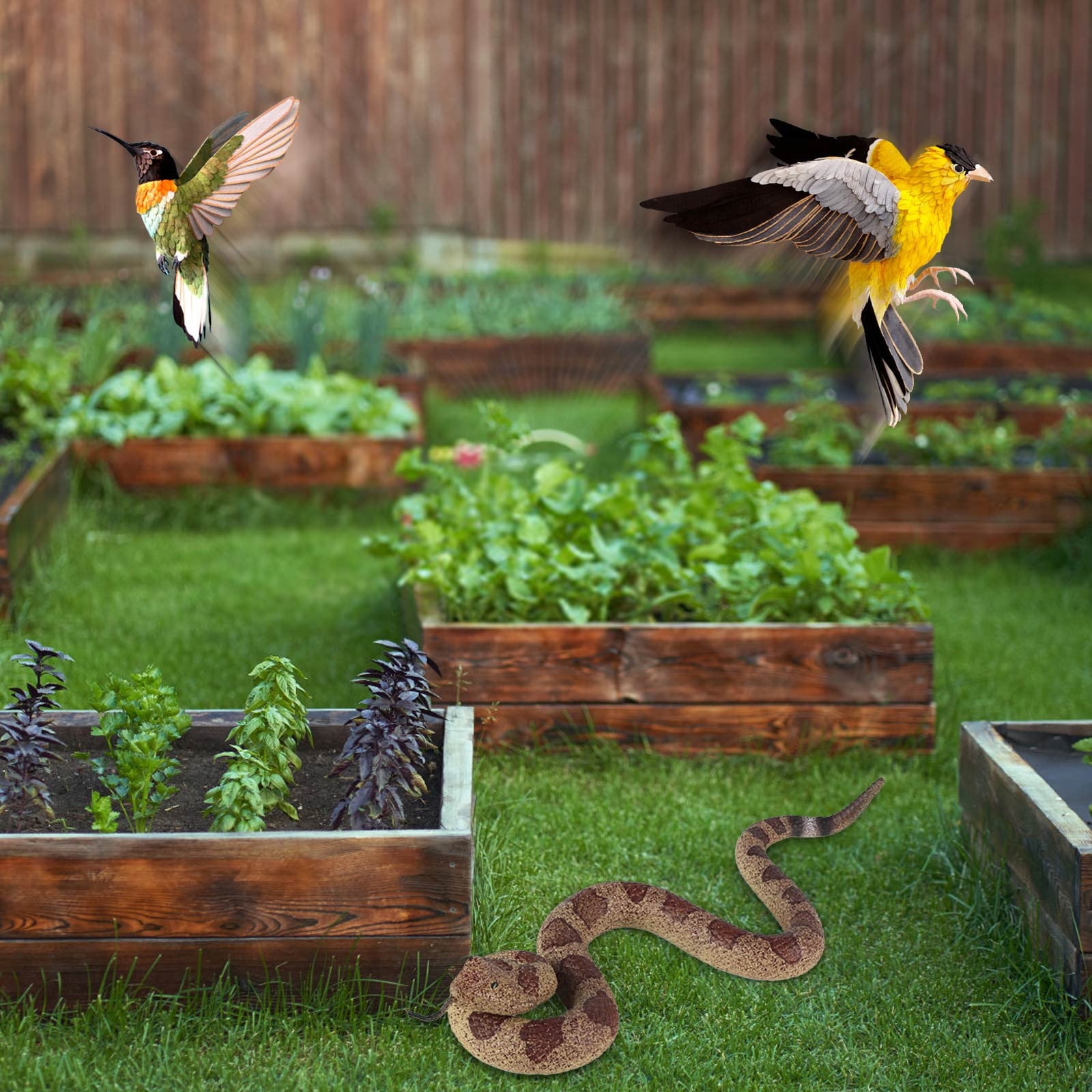 RuiJiao Ultra-Realistic Rubber Snakes Keep Birds Away, Lifelike TPR ...