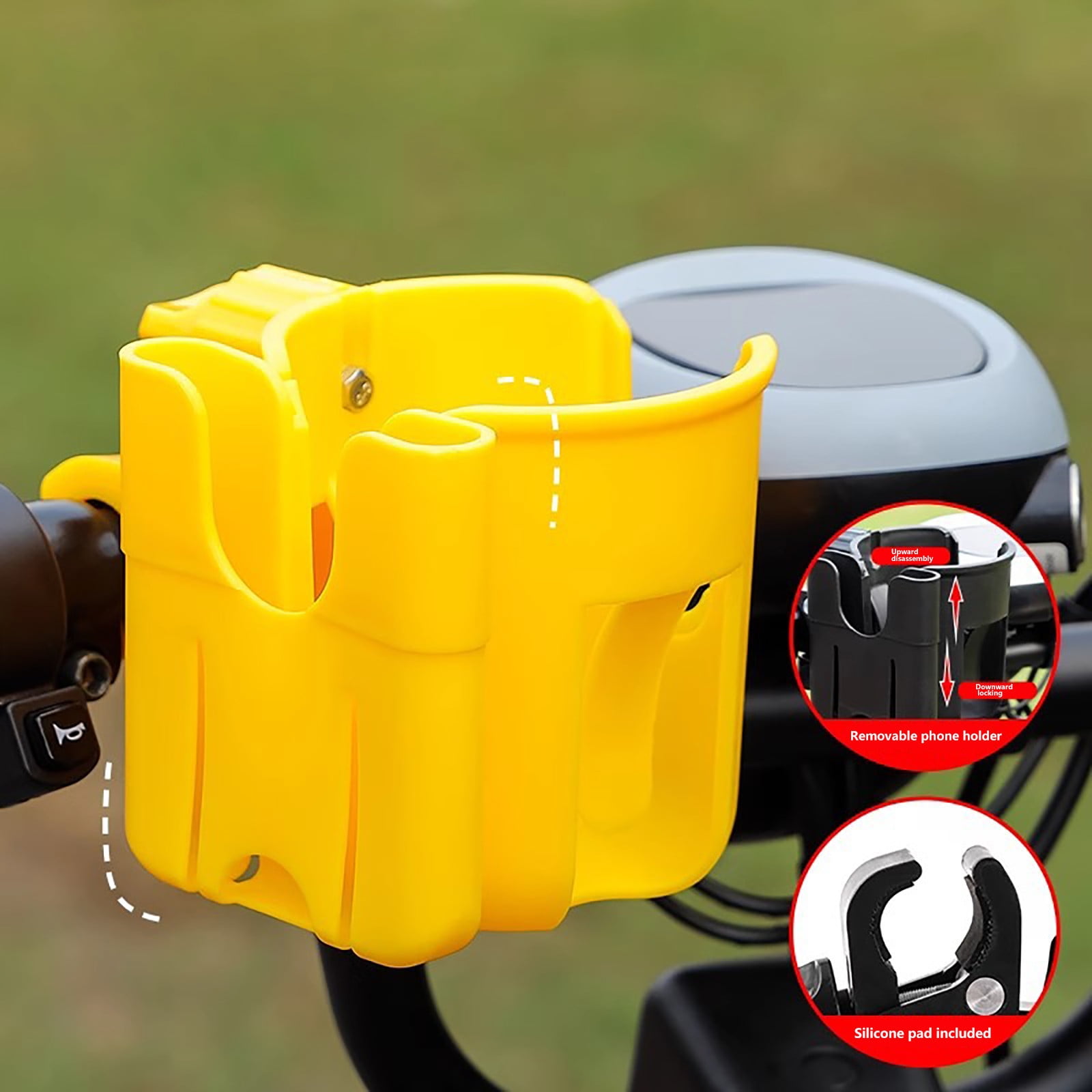RuiJiao Universal Scooter/Bike Cup Holder with Mobile Phone Mount ...